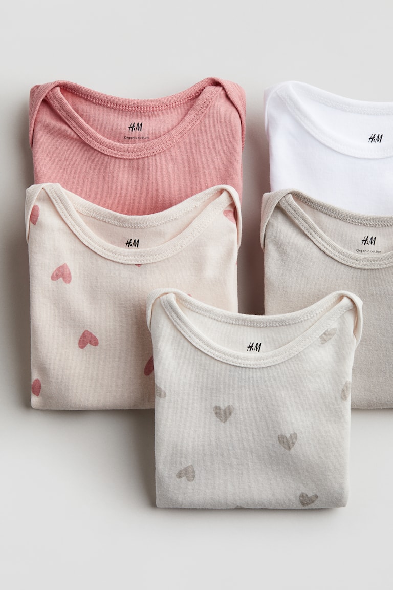5-pack Cotton Bodysuits - Light pink/hearts - Kids | H&M US