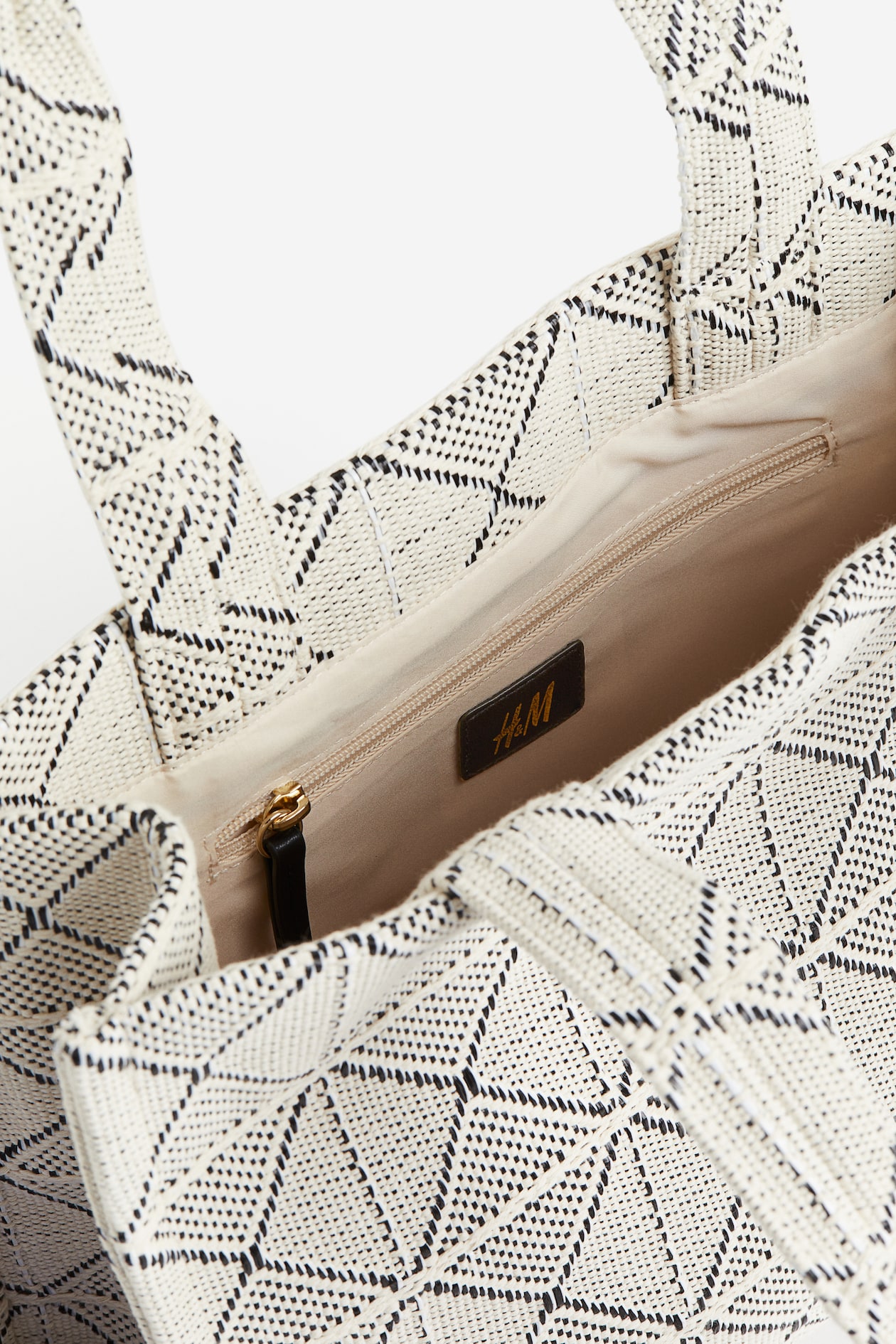 Cotton-blend Tote Bag - Natural white/patterned - Ladies | H&M US