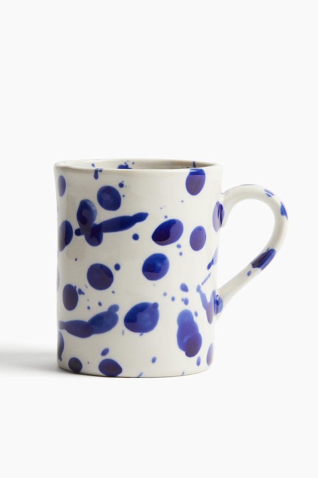 Natural white/dark blue Speckled-glaze Stoneware Mug at H&M Home | H&M US