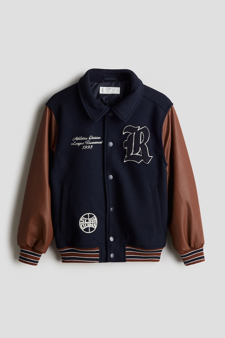 Baseballjacke mit Applikationen - Marineblau/Blockfarben - Kids | H&M DE
