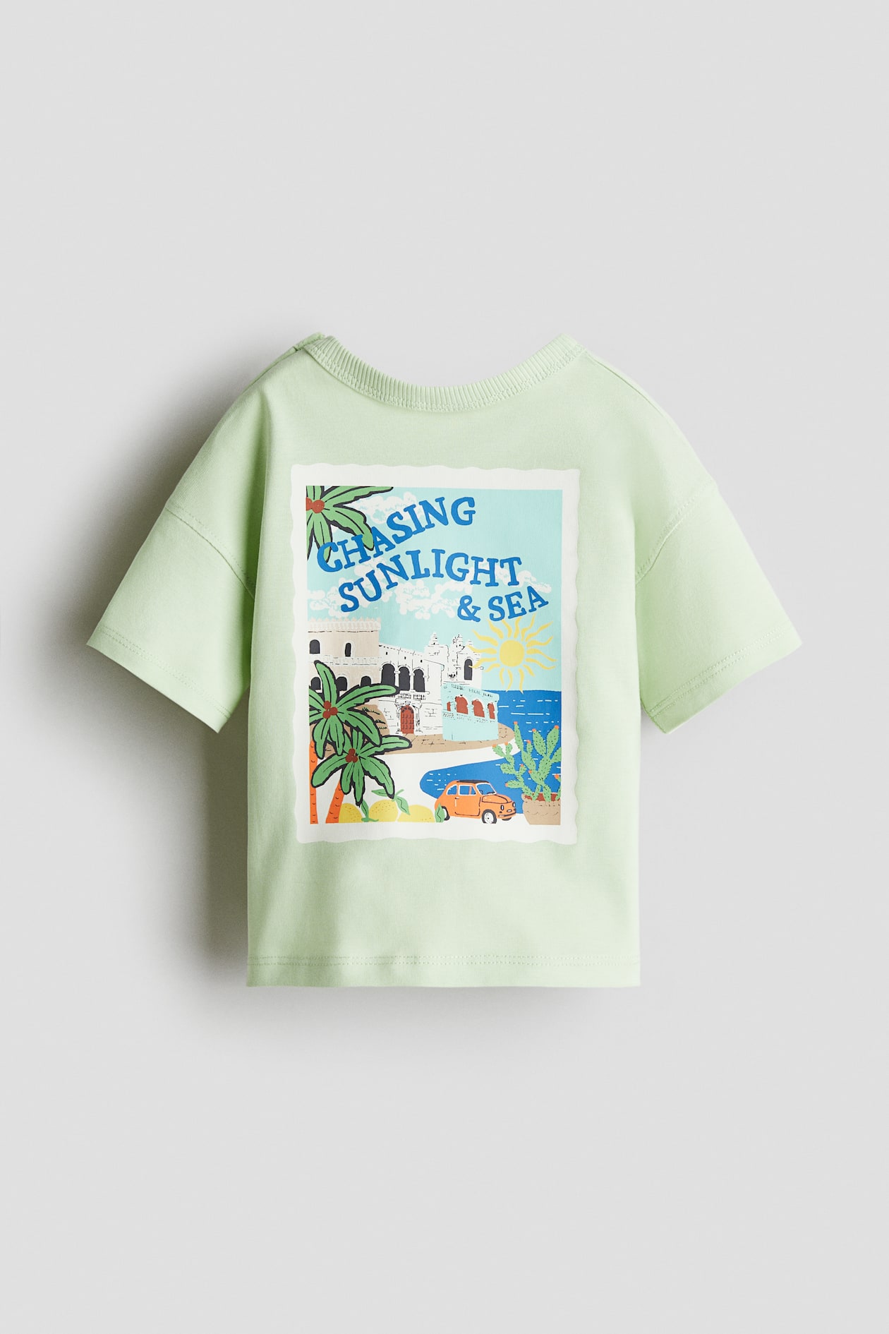 Print Cotton Tee - Light green/Chasing Sunlight - Kids | H&M AU