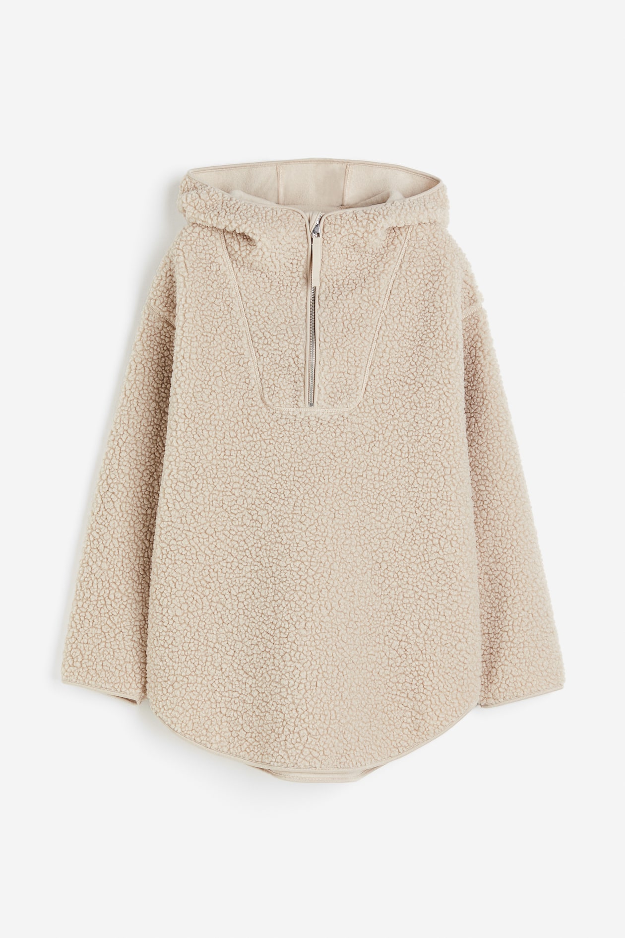 Oversized fleece hoodie - Light beige - Ladies | H&M MY