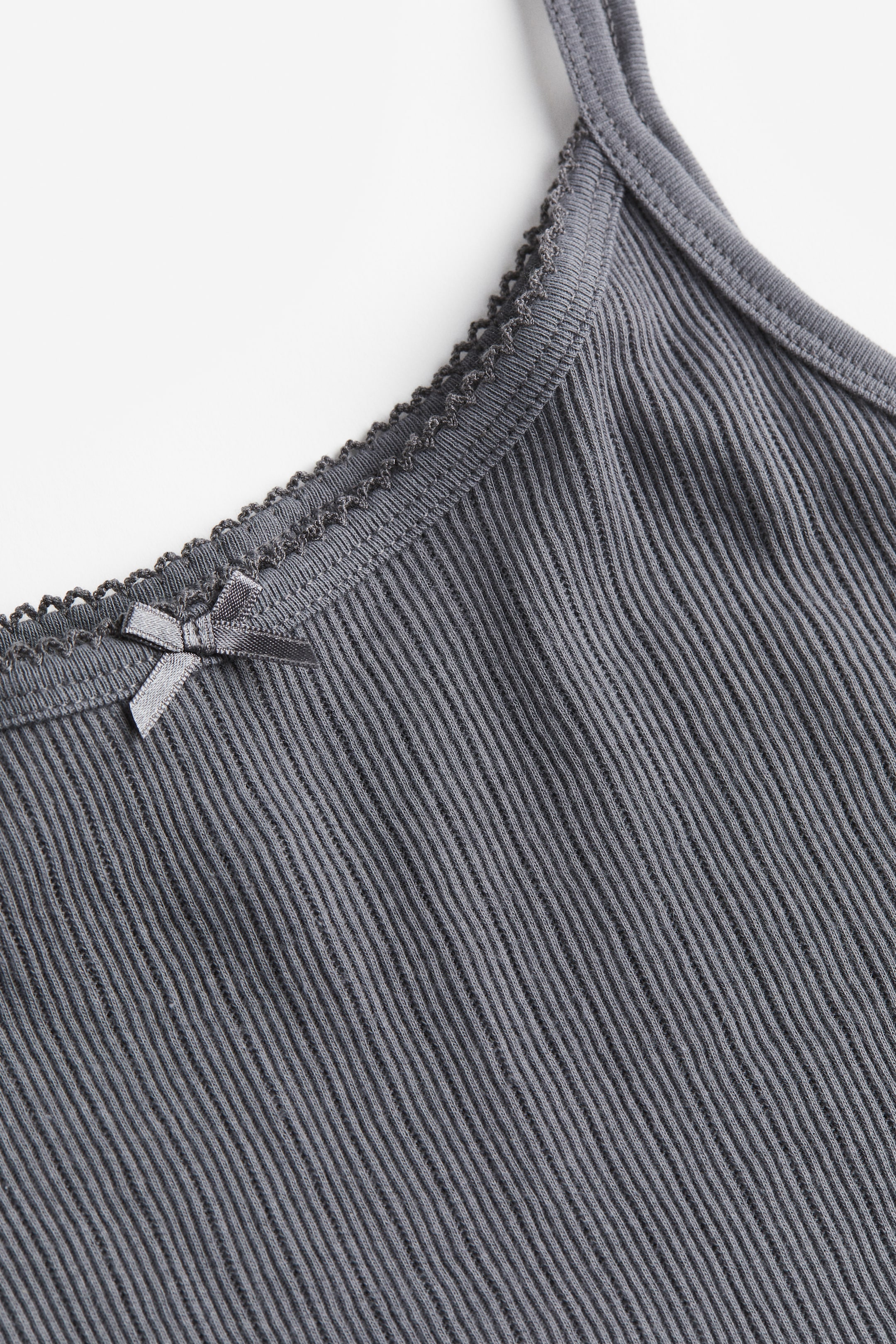 Picot-trimmed strappy top - Dark grey - Ladies | H&M GB