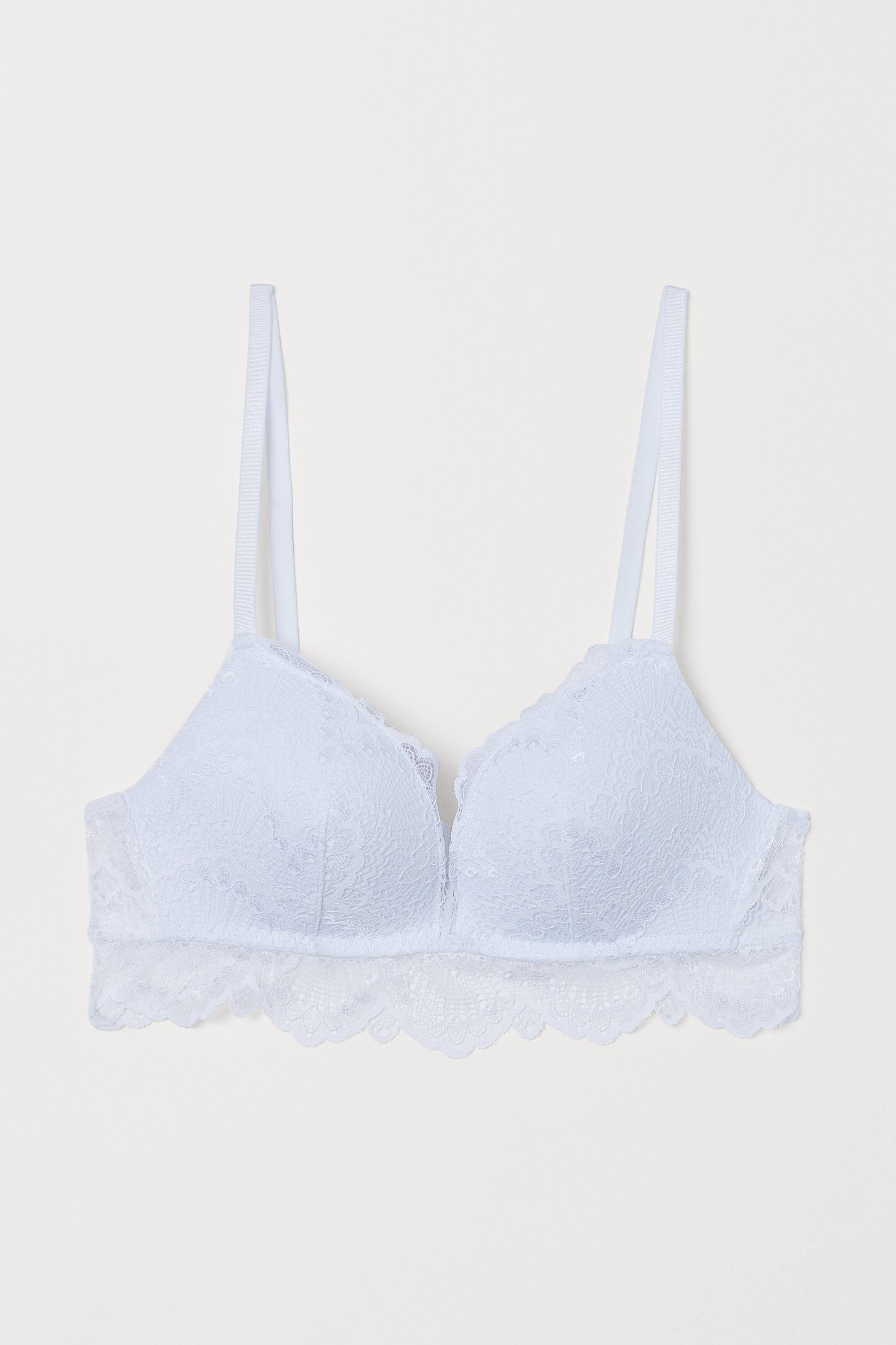 Non-wired lace push-up bra - Light blue - Ladies | H&M GB