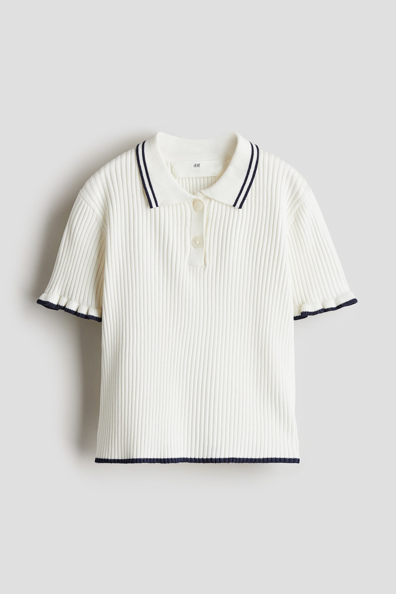 Rib Knit Collared Top - White - Kids | H&M AU