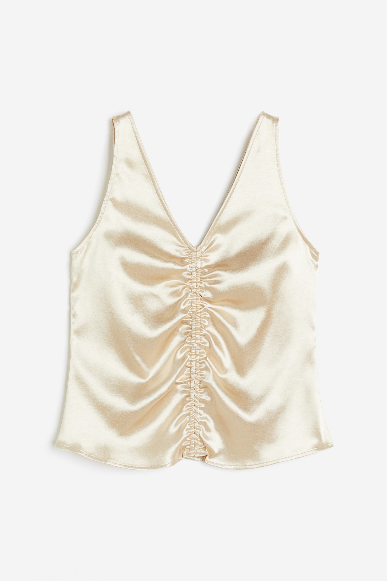 Ruched satin top - Light beige - Ladies | H&M GB
