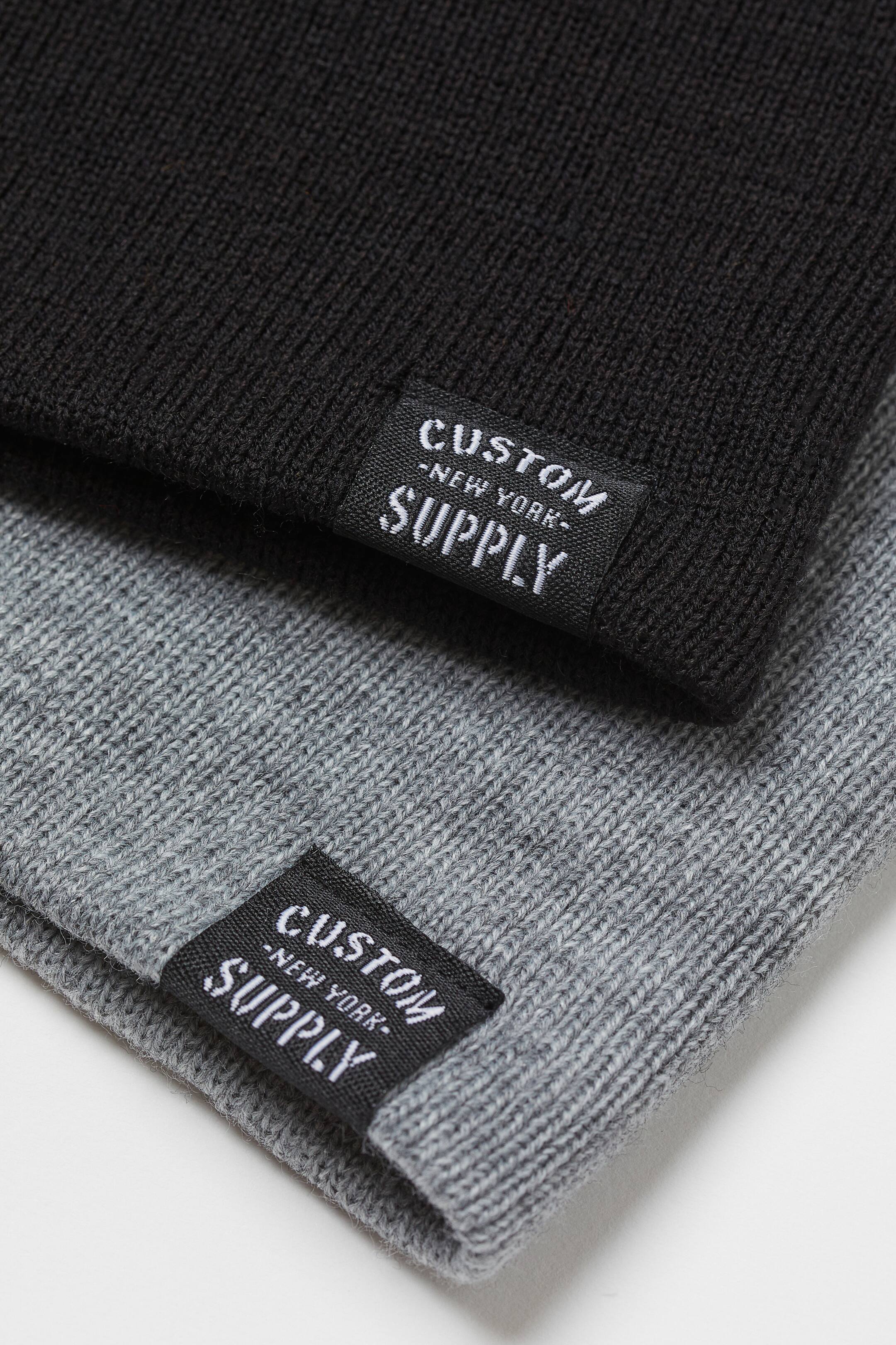 2-pack Knit Hats - Light gray melange/black - Kids | H&M US