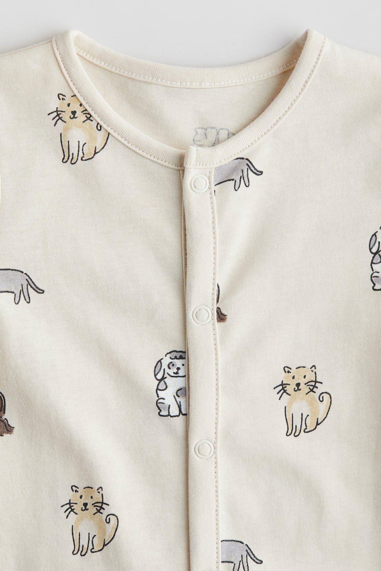 Patterned sleepsuit - Light beige/Animals - Kids | H&M GB