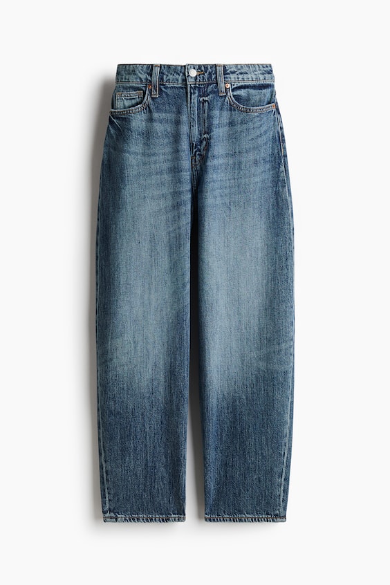 Women's Denim blue High Rise Barrel Leg Jeans | H&M US