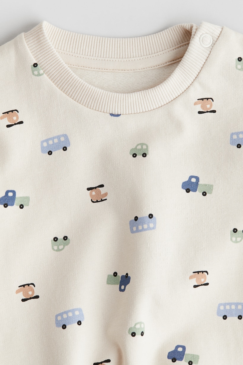 Light beige/vehicles Cotton Sweatshirt for kids | H&M US