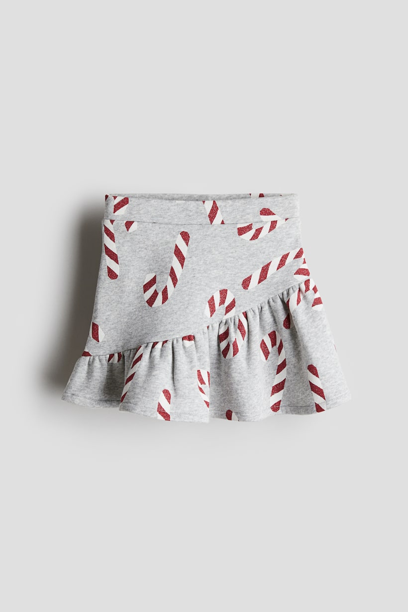 Patterned Skirt - Light gray/candy canes - Kids | H&M US