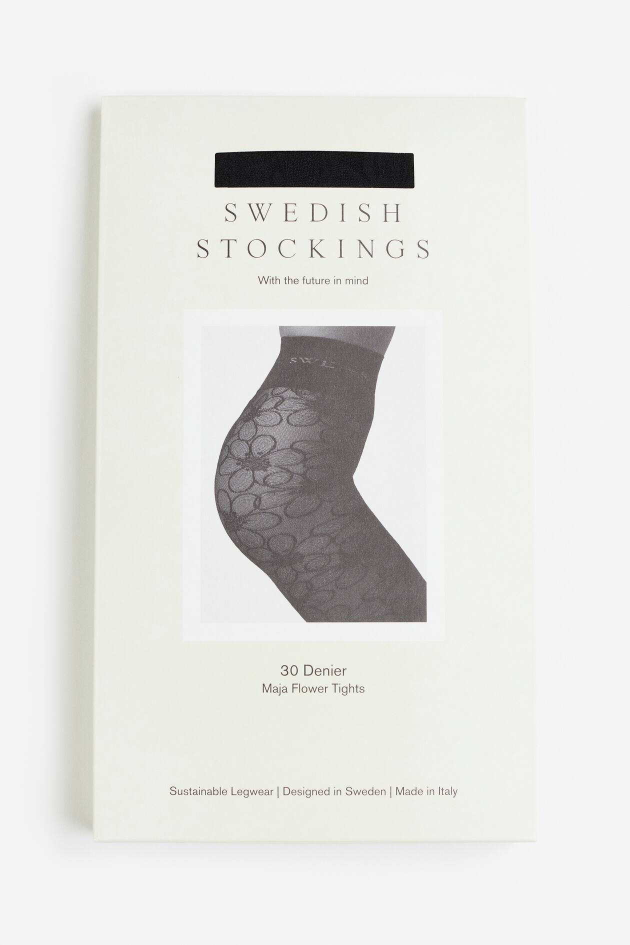 Maja Flower Strumpfhose 30 Den - Schwarz - Swedish Stockings - Ladies ...