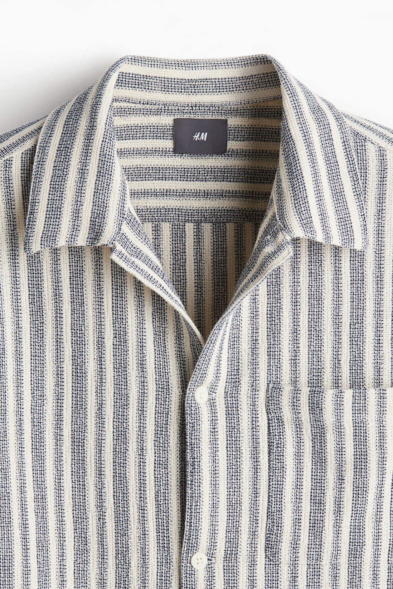 Men’s Navy blue/Striped Regular Fit Textured shirt | H&M IN