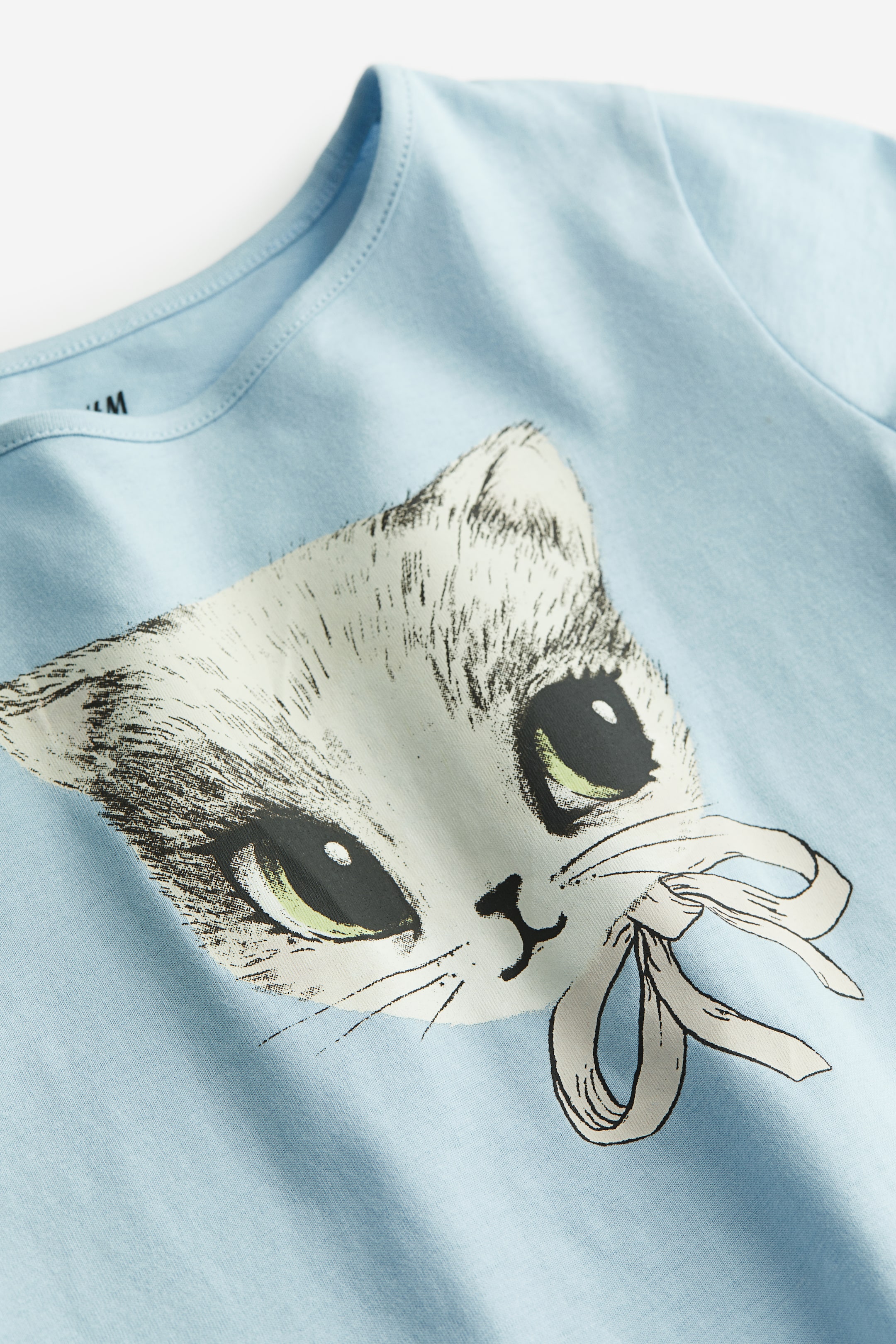 Dżersejowy top z długim rękawem - Jasnoniebieski/Kot - Dziecko | H&M PL