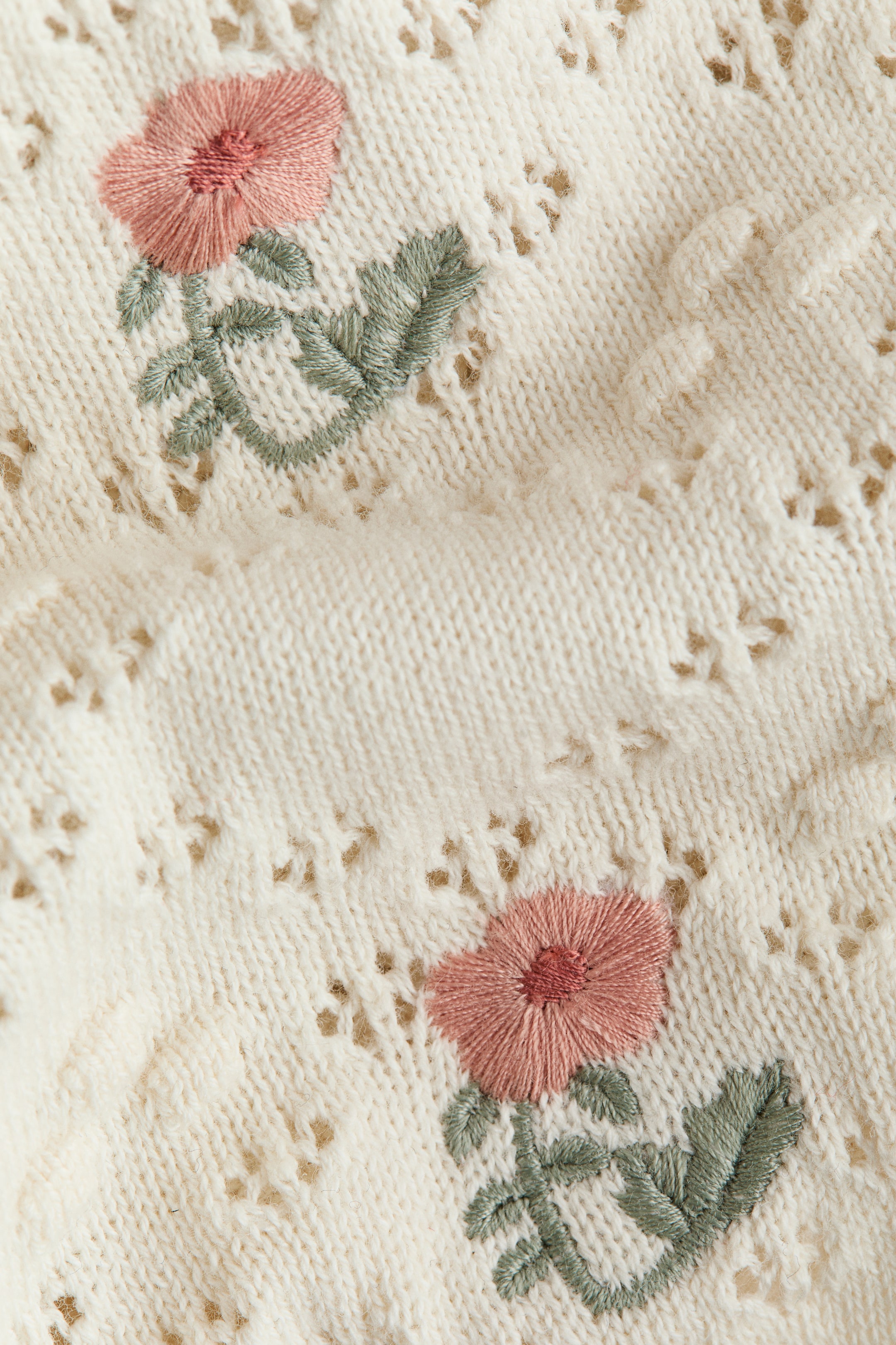 Cream/flowers Pointelle-Knit Cardigan for kids | H&M US