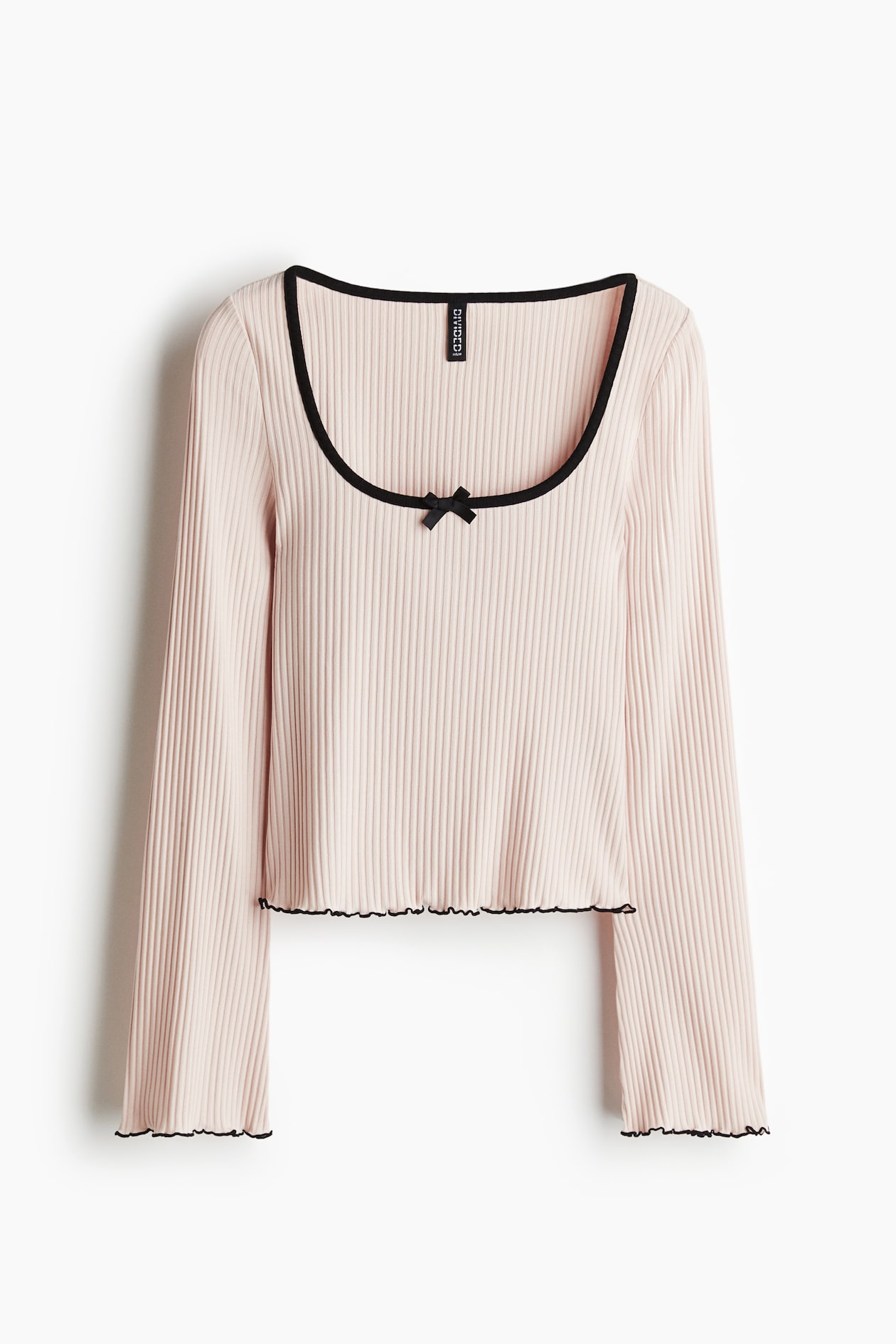 Women's Light dusty pink Ribbed Top with Overlocked Trim | H&M US