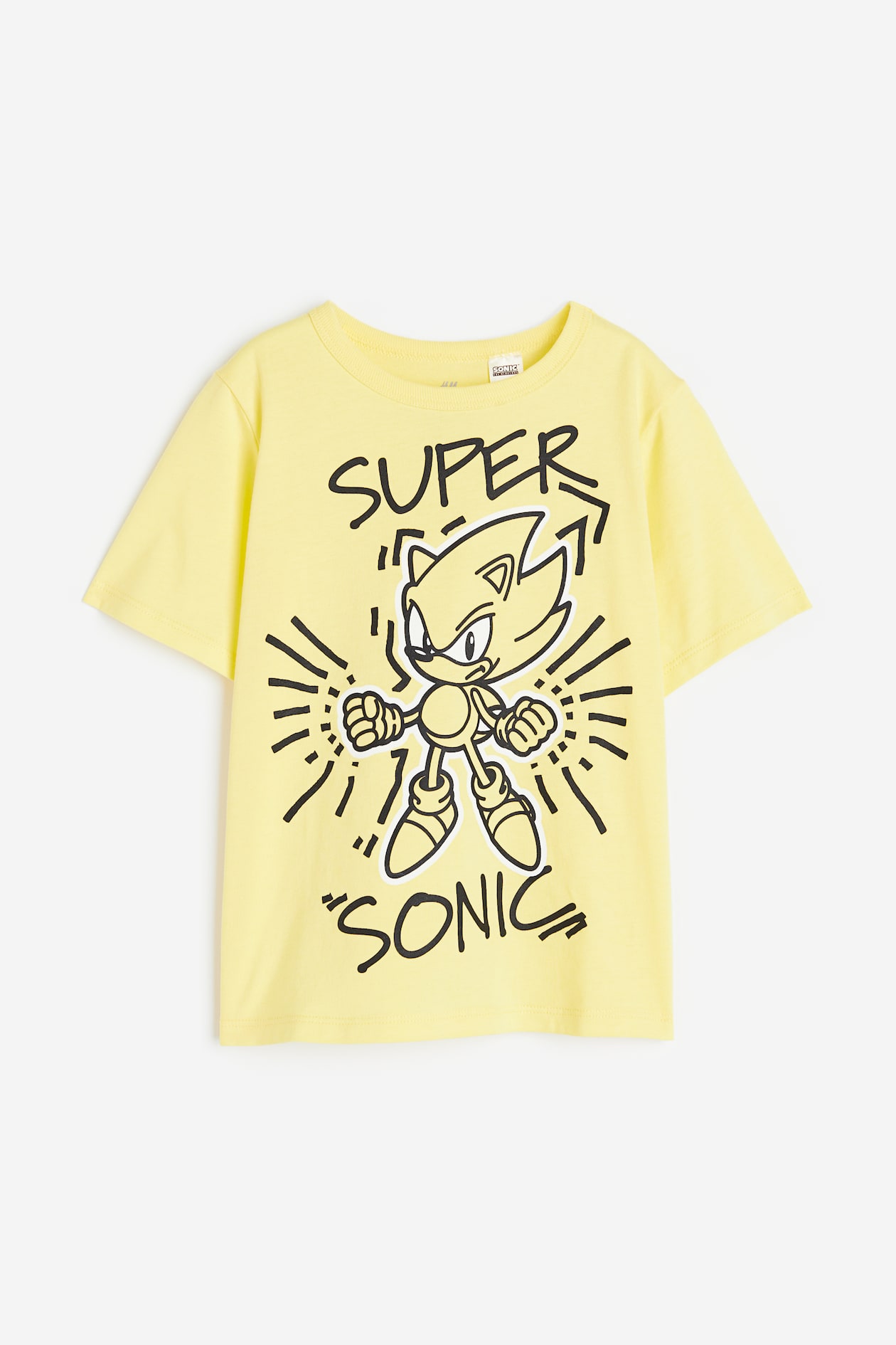 Printed Cotton T-shirt - Yellow/Sonic the Hedgehog - Kids | H&M US
