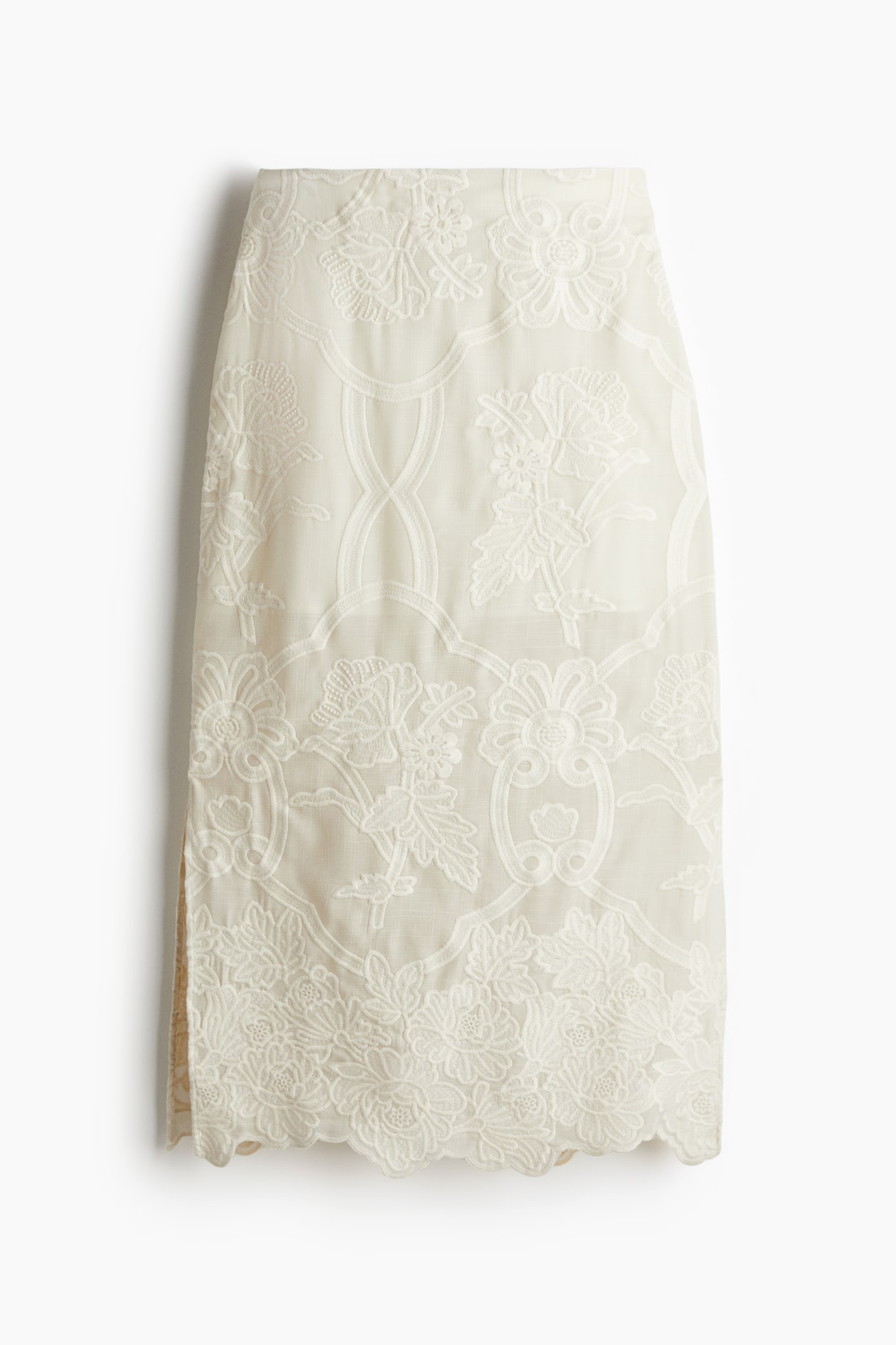Women's Cream Embroidered Pencil Skirt | H&M US