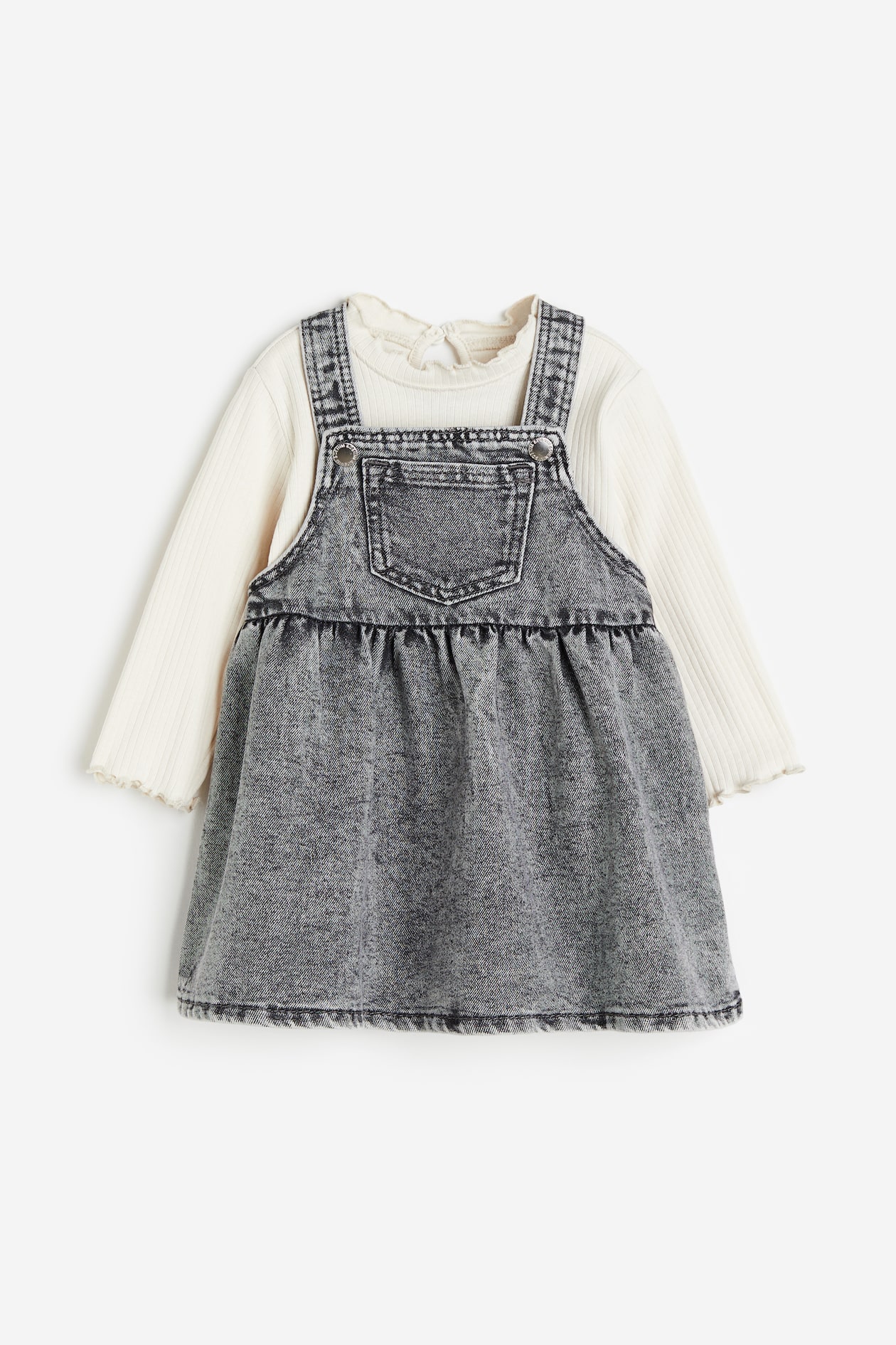 2-piece Top and Dress Set - Denim gray/white - Kids | H&M US