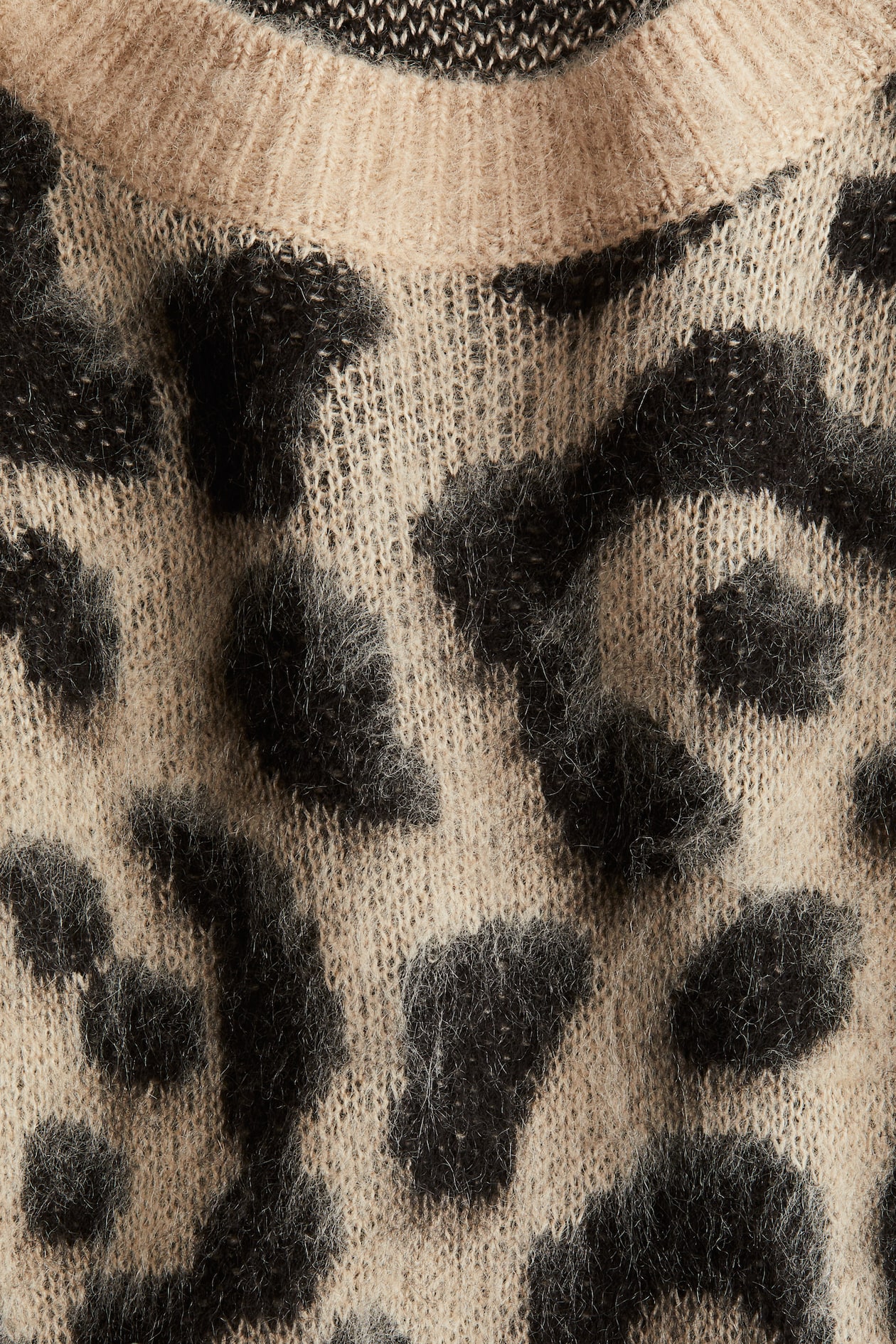 Beige/leopard print Brushed Jacquard-Knit Sweater for kids | H&M US