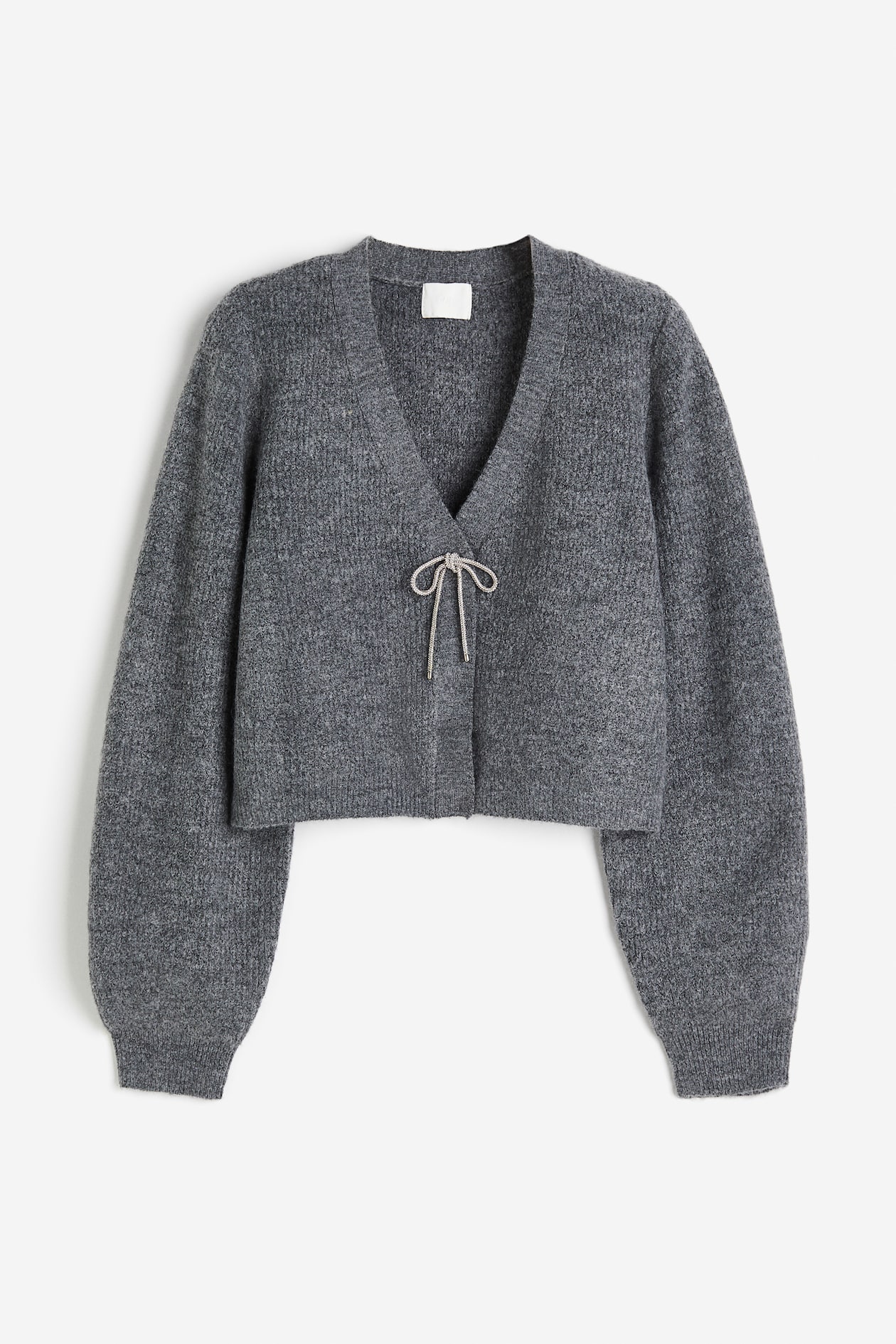 Rhinestone-bow Cardigan - Dark gray melange - Ladies | H&M US