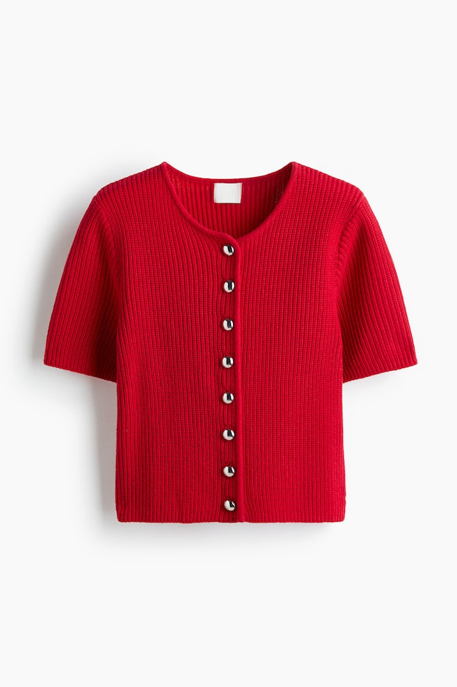 Women's Red Rib-Knit Cardigan | H&M CA