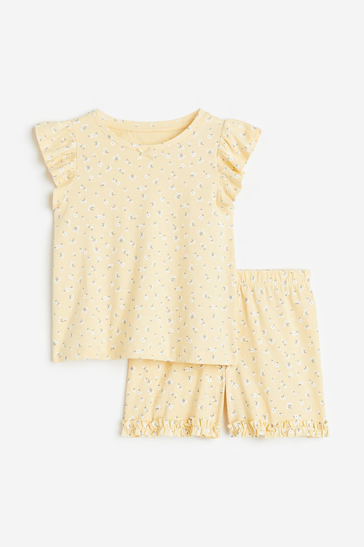 Jersey pyjamas - Light yellow/Floral - Kids | H&M IN