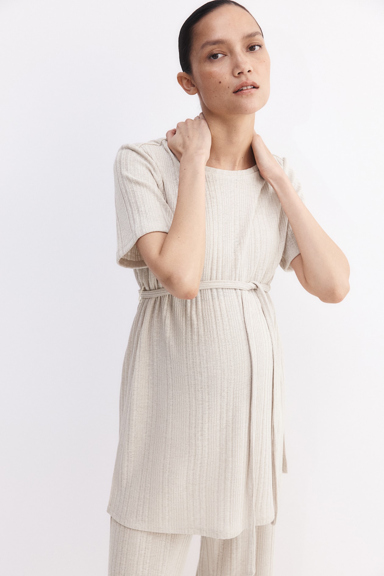 Women's Light beige MAMA 2-Piece Rib-Knit Set | H&M CA