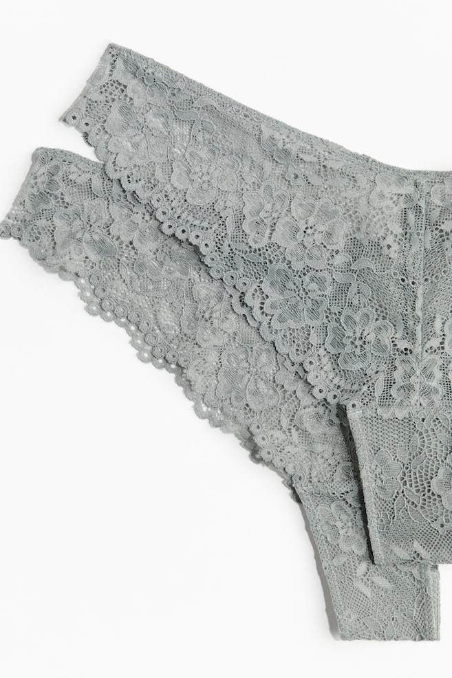 2-pack Panties Brazilian de encaje - Verde grisáceo - Ladies | H&M MX