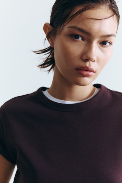 Cotton T-Shirt - Burgundy - Ladies | H&M US