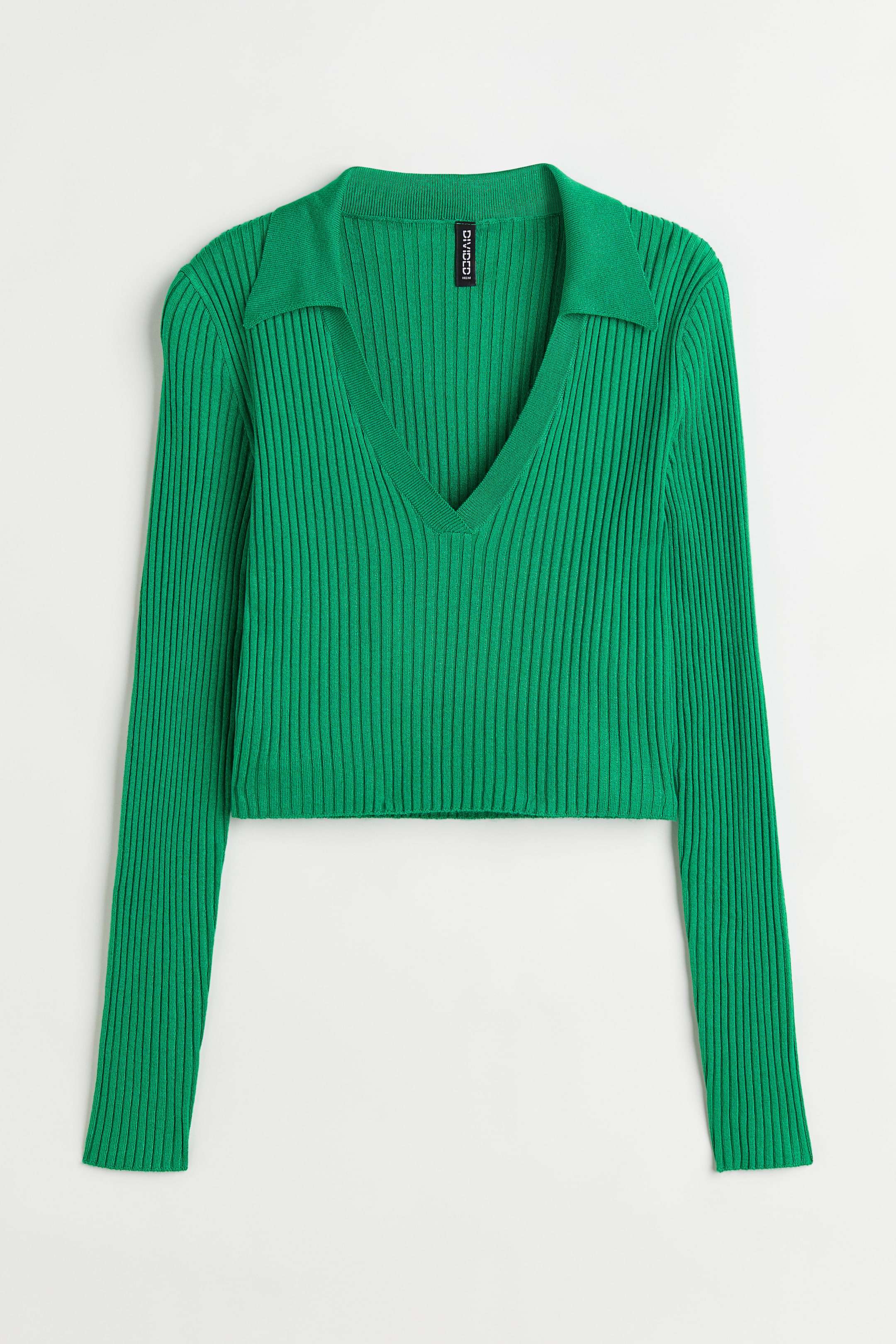 Collared Rib-knit Top - Green - Ladies | H&M CA