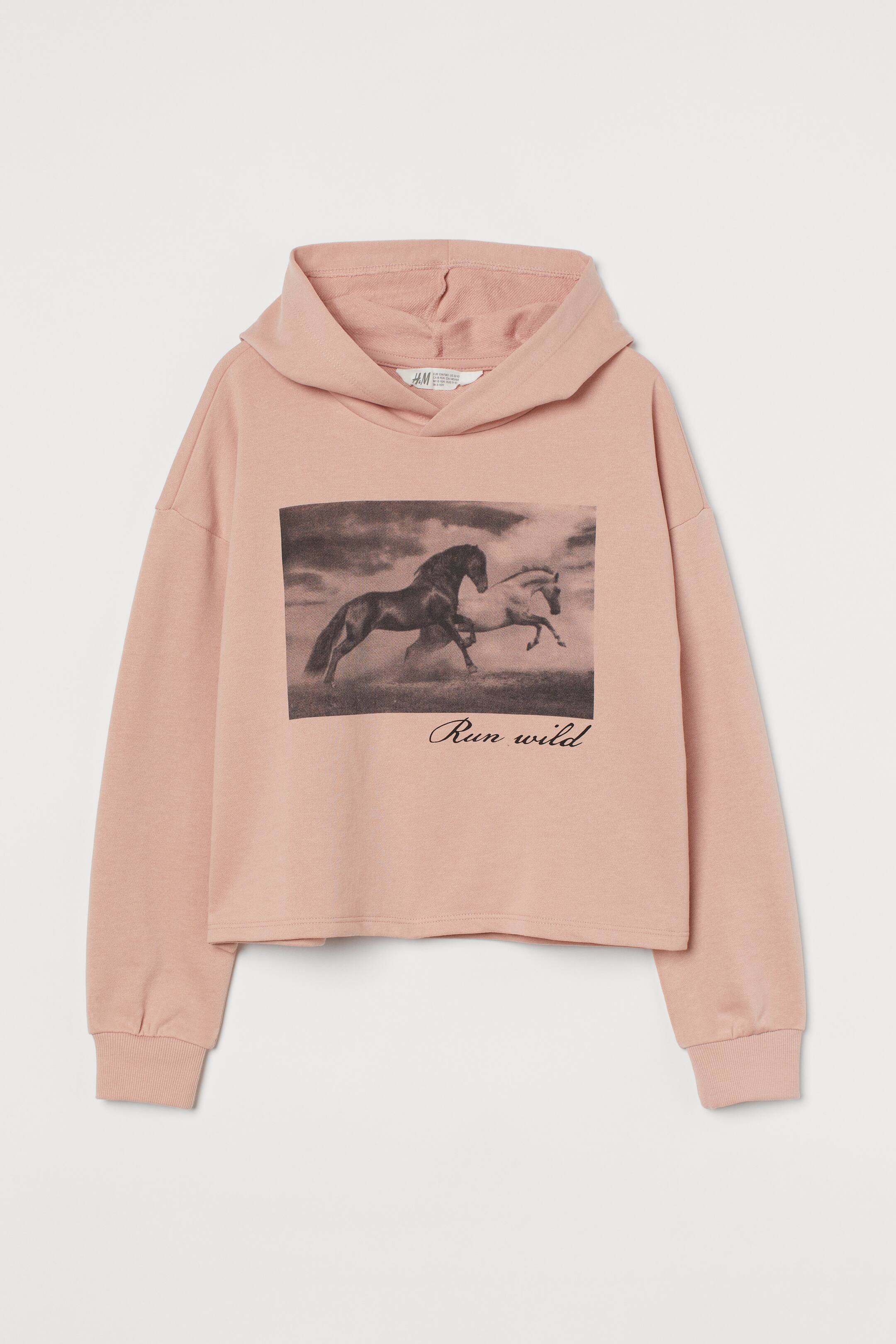 Hoodie - Powder pink/horses - Kids | H&M CA