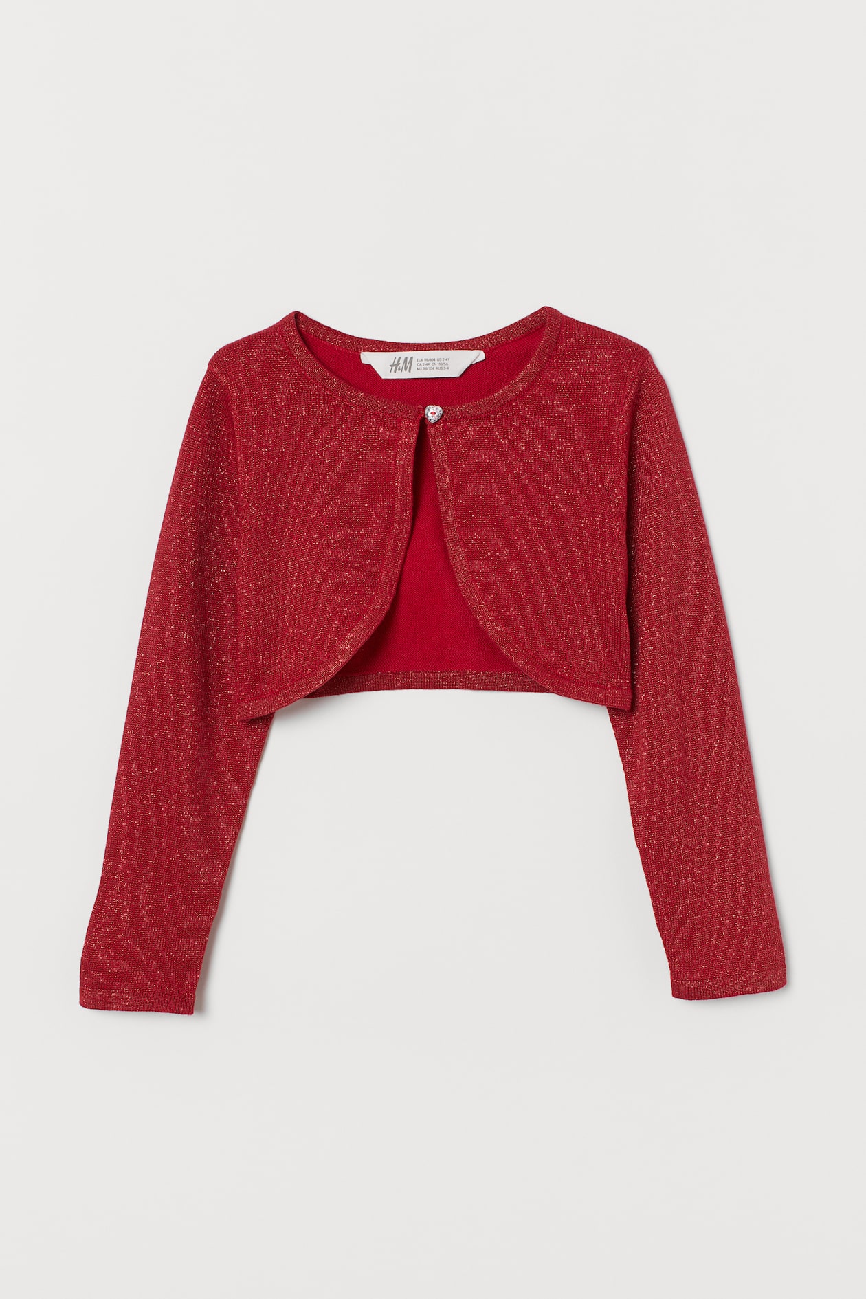 Glittrig bolero - Rundhalsad - Lång ärm - Röd - BARN | H&M SE