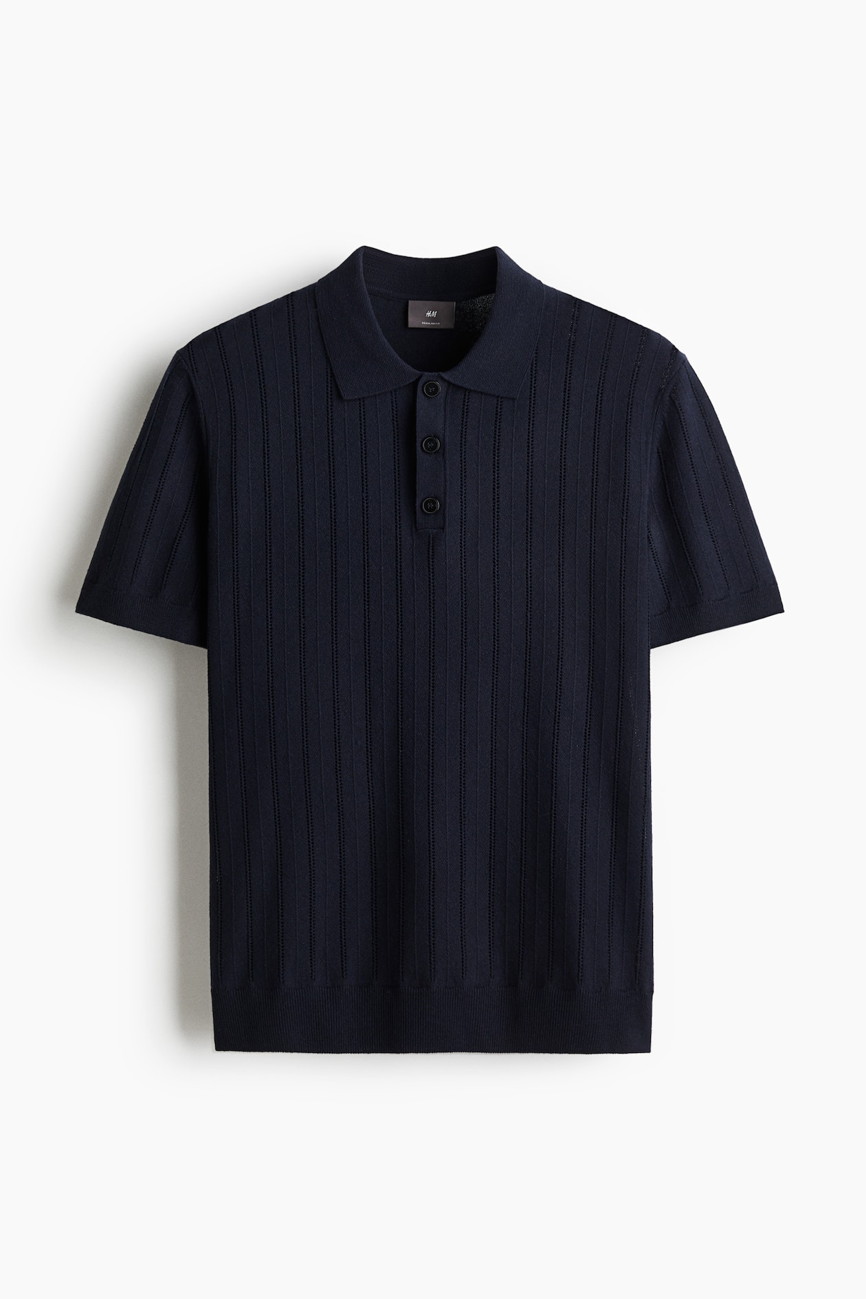 Regular-Fit Textured Polo Shirt - Navy blue - Men | H&M US