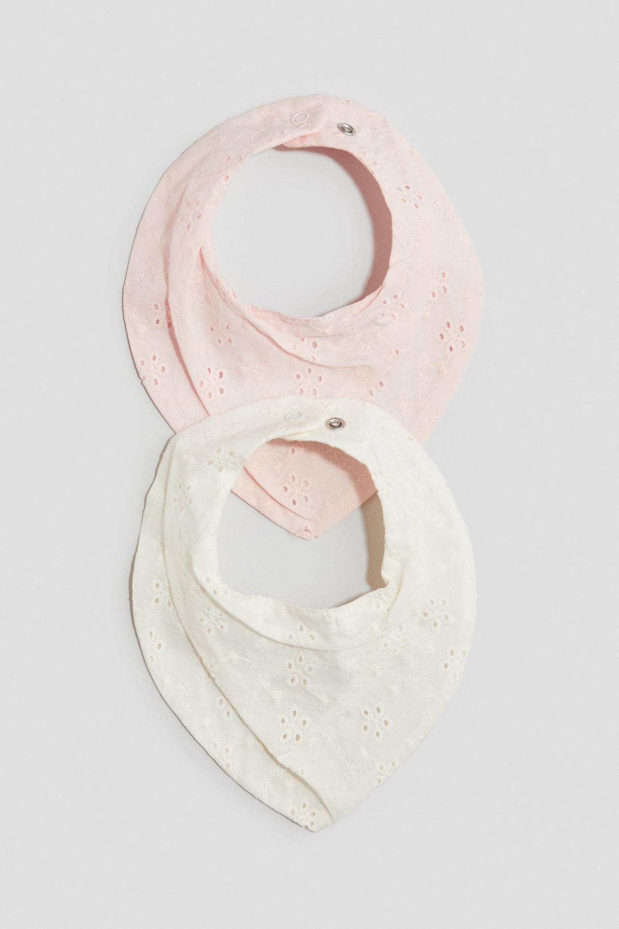 Set van 2 slabben met broderie anglaise - Lichtroze/wit - KINDEREN | H&M NL