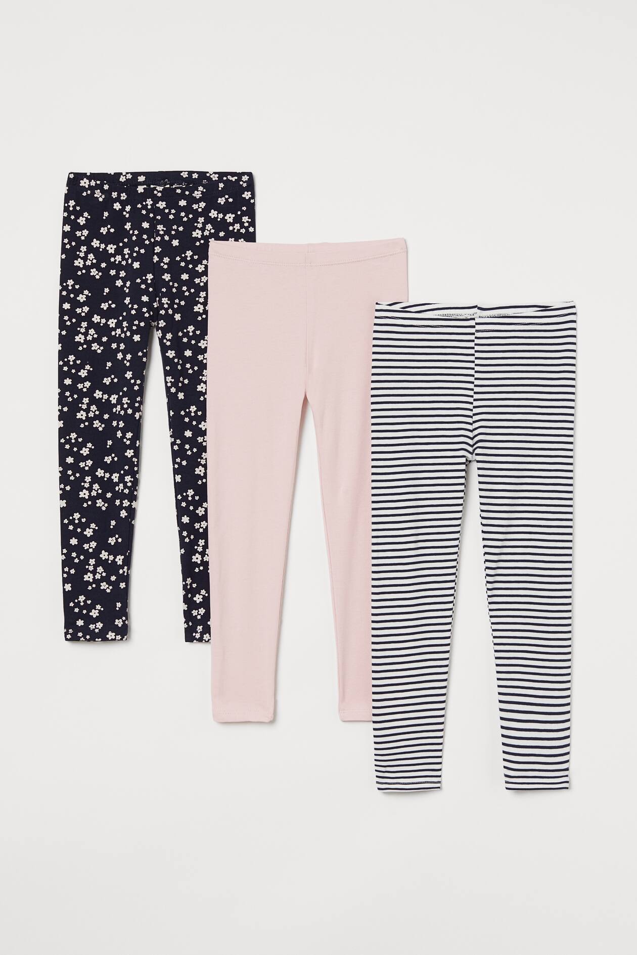 Tri para helanki od žerseja - Navy blue/Light pink - Kids | H&M RS
