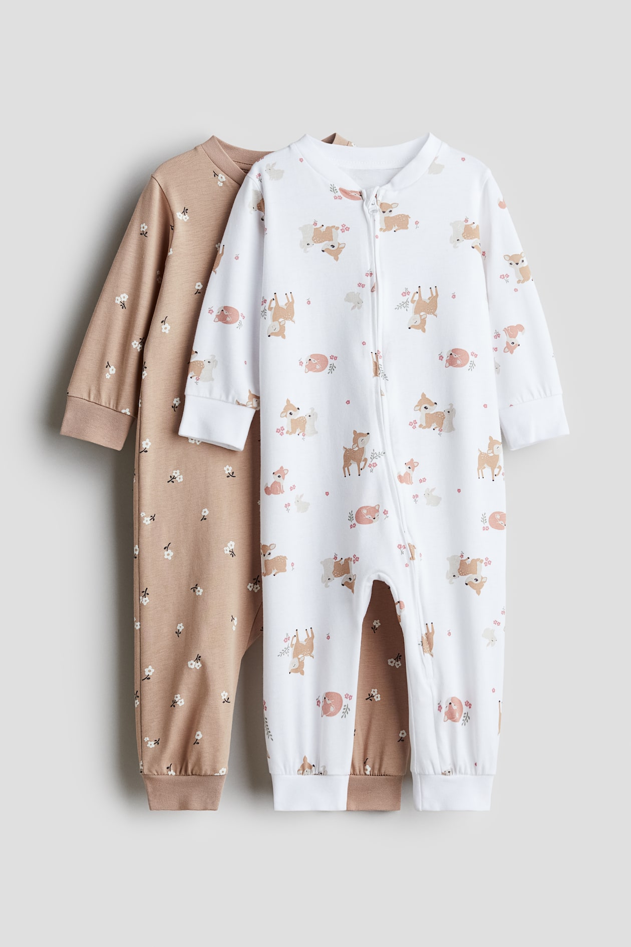 Beige/Patterned 2-pack patterned cotton pyjamas for kids | H&M MY