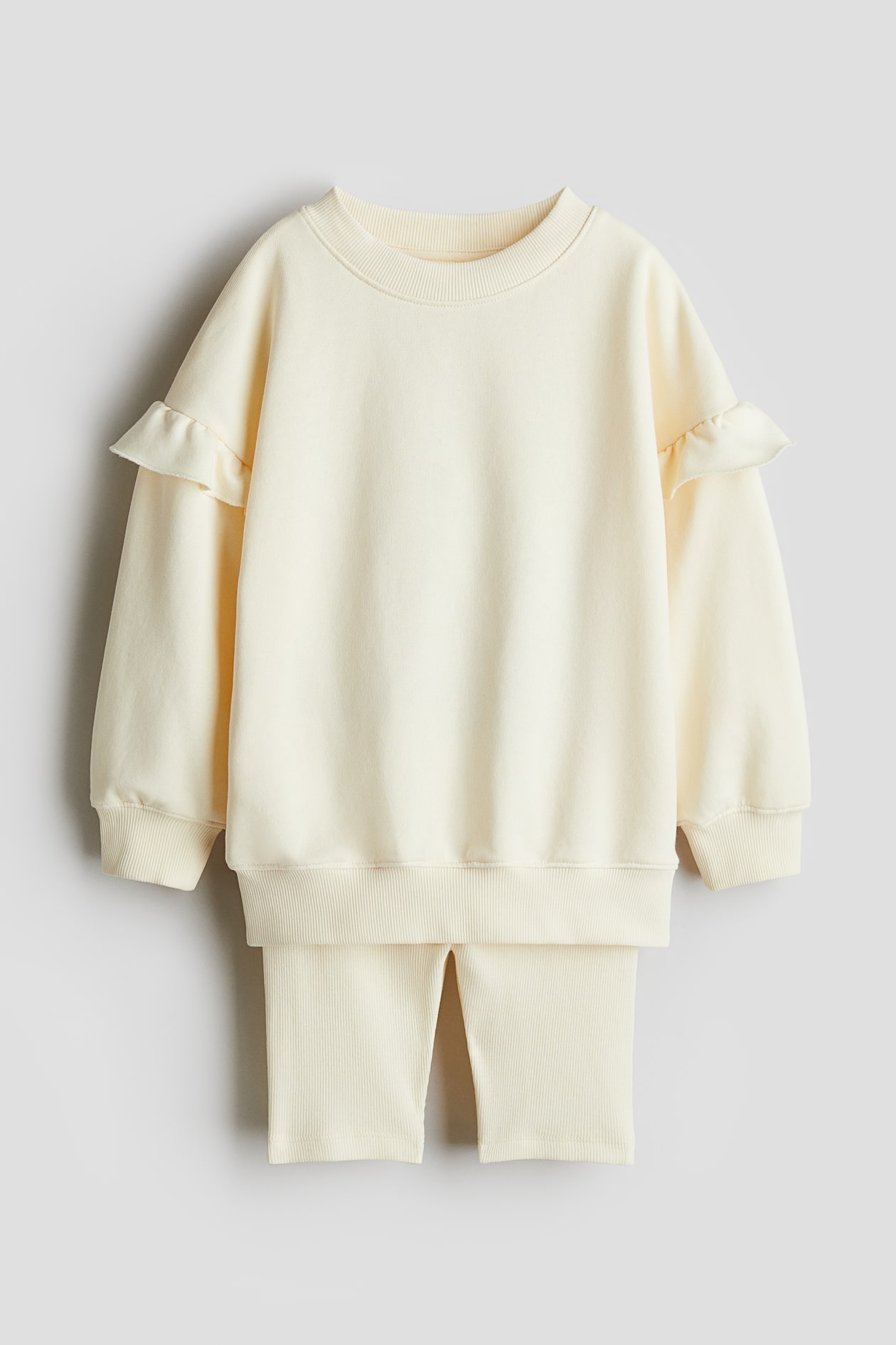 Light yellow 2-piece Sweatshirt and Shorts Set for kids | H&M PH
