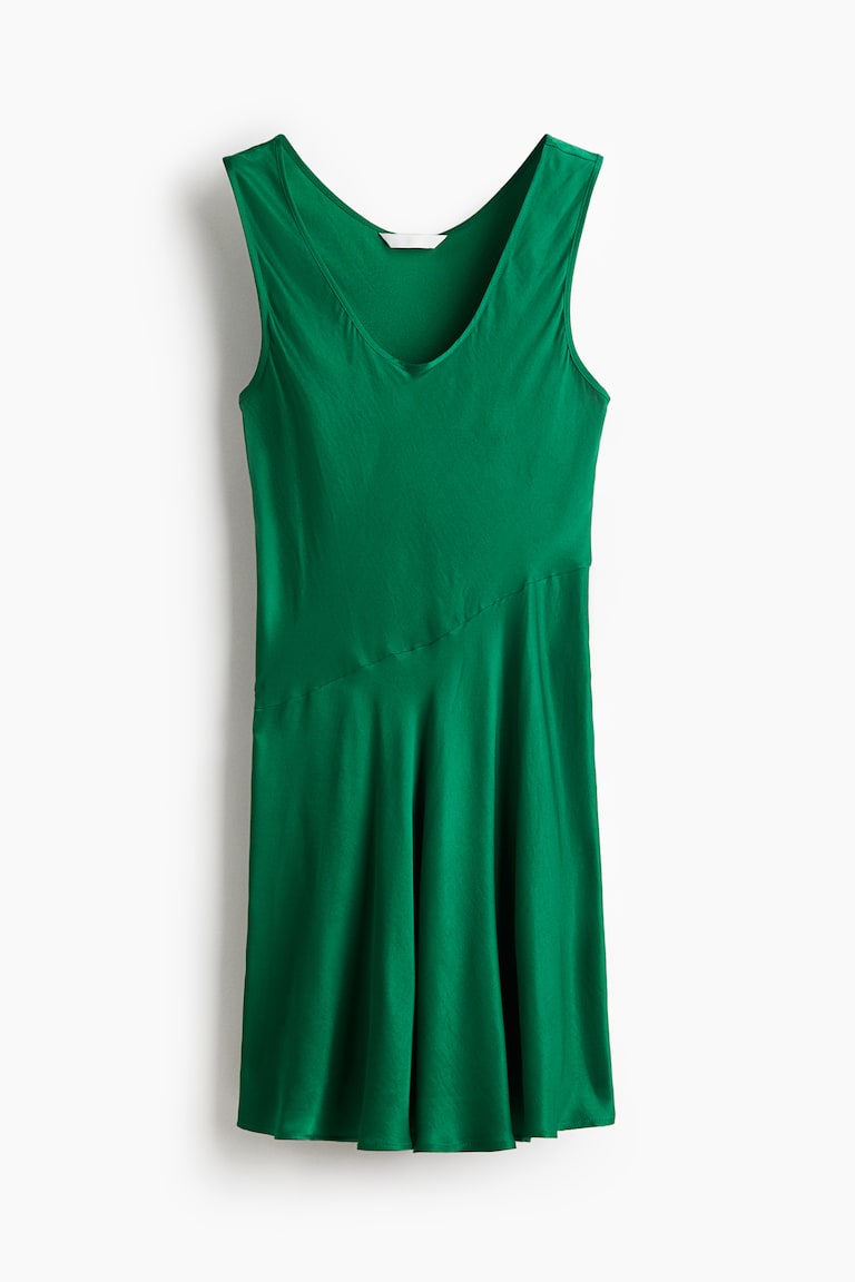 Women's Green Flared Satin Dress | H&M US