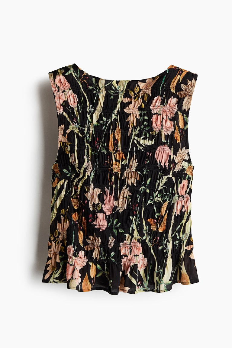 Women's Black/Floral Smocked top | H&M GB