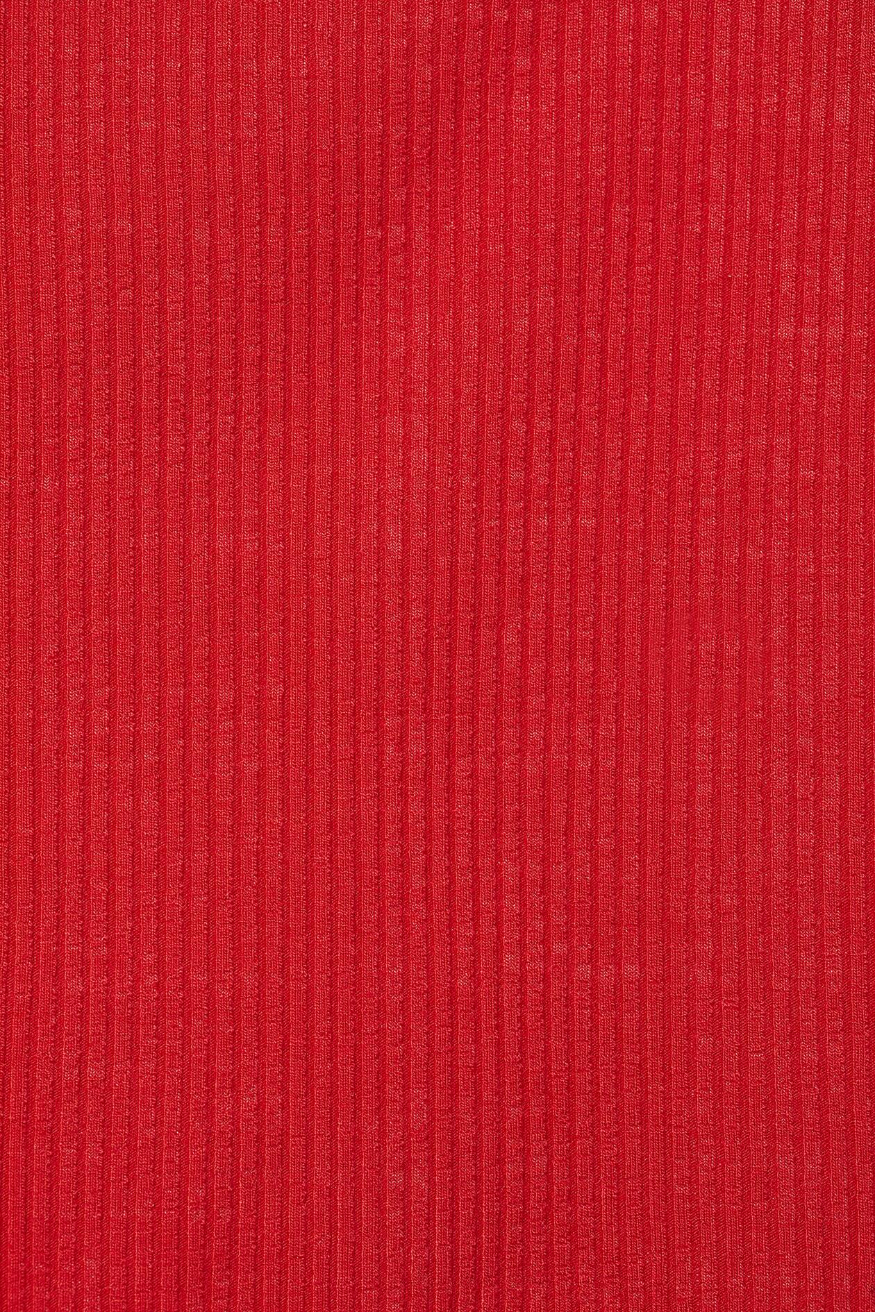 Ribbed jersey top - Short sleeve - Red - Ladies | H&M GB