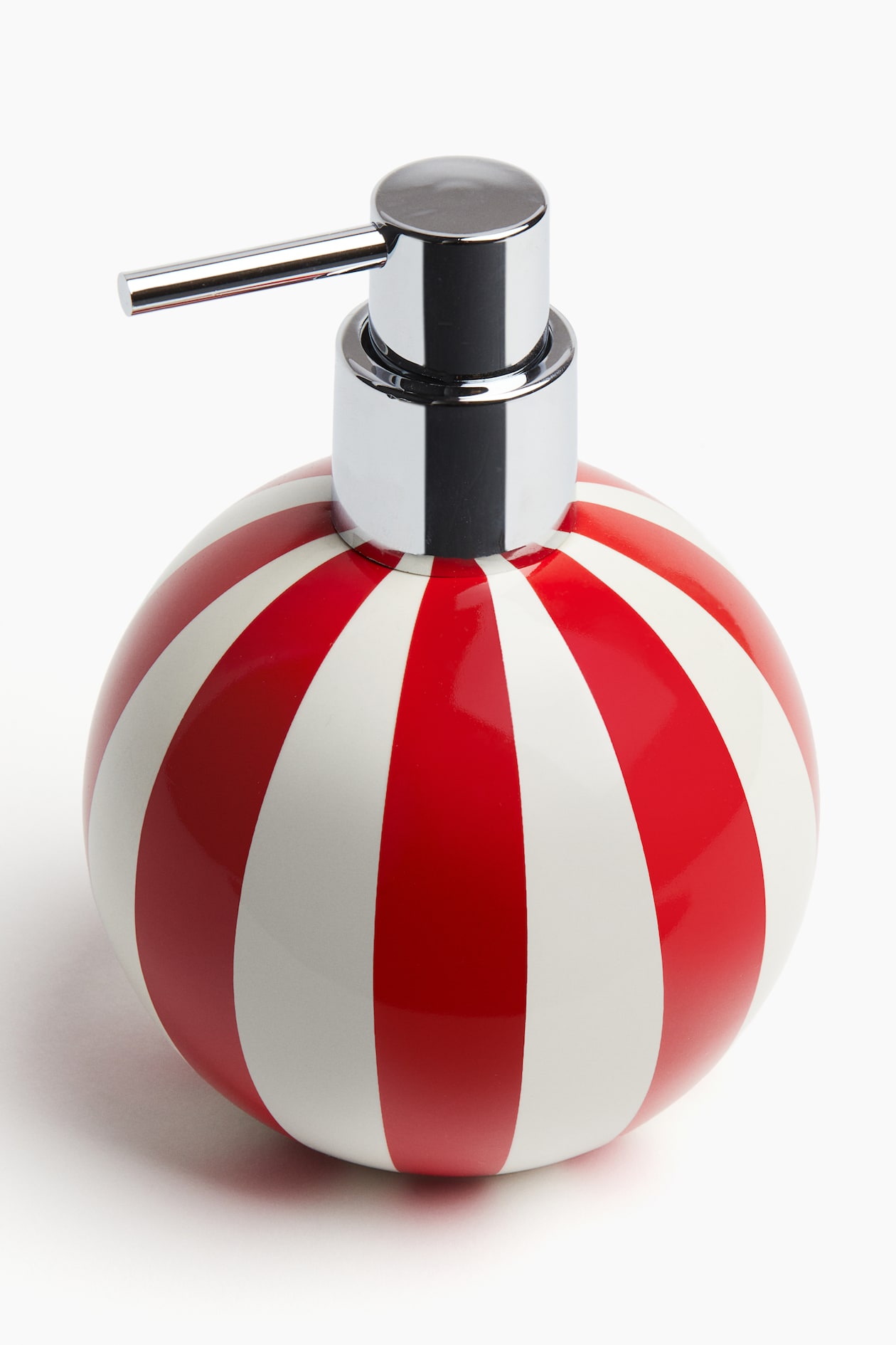 Round soap dispenser - Bright red/Striped - Home All | H&M GB