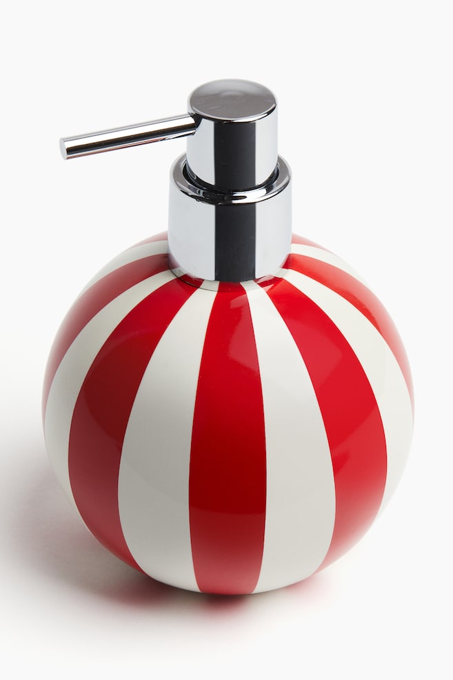 Round Soap Dispenser - Bright red/striped - Home All | H&M US