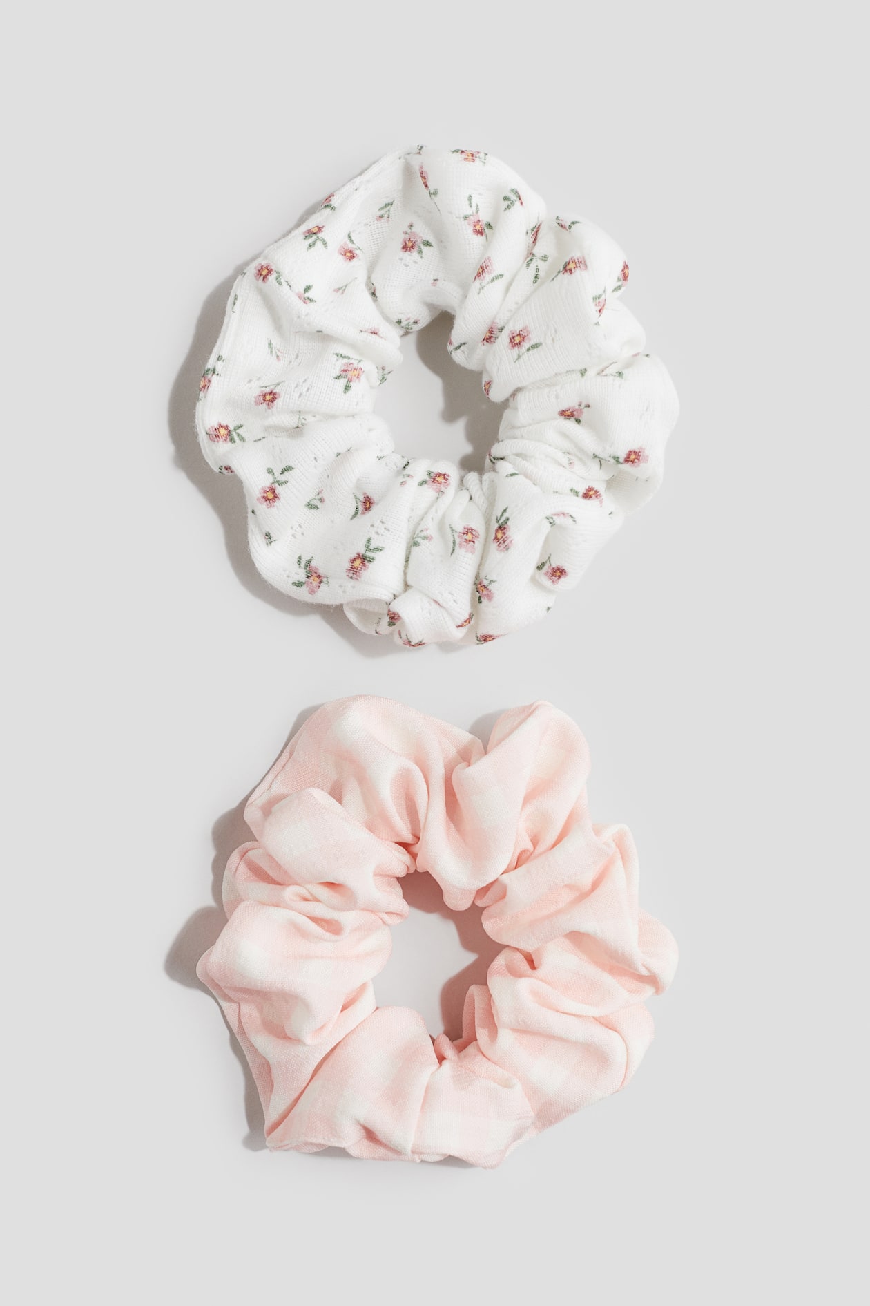 2-pack scrunchie - Ljusrosa/Blommig - BARN | H&M SE