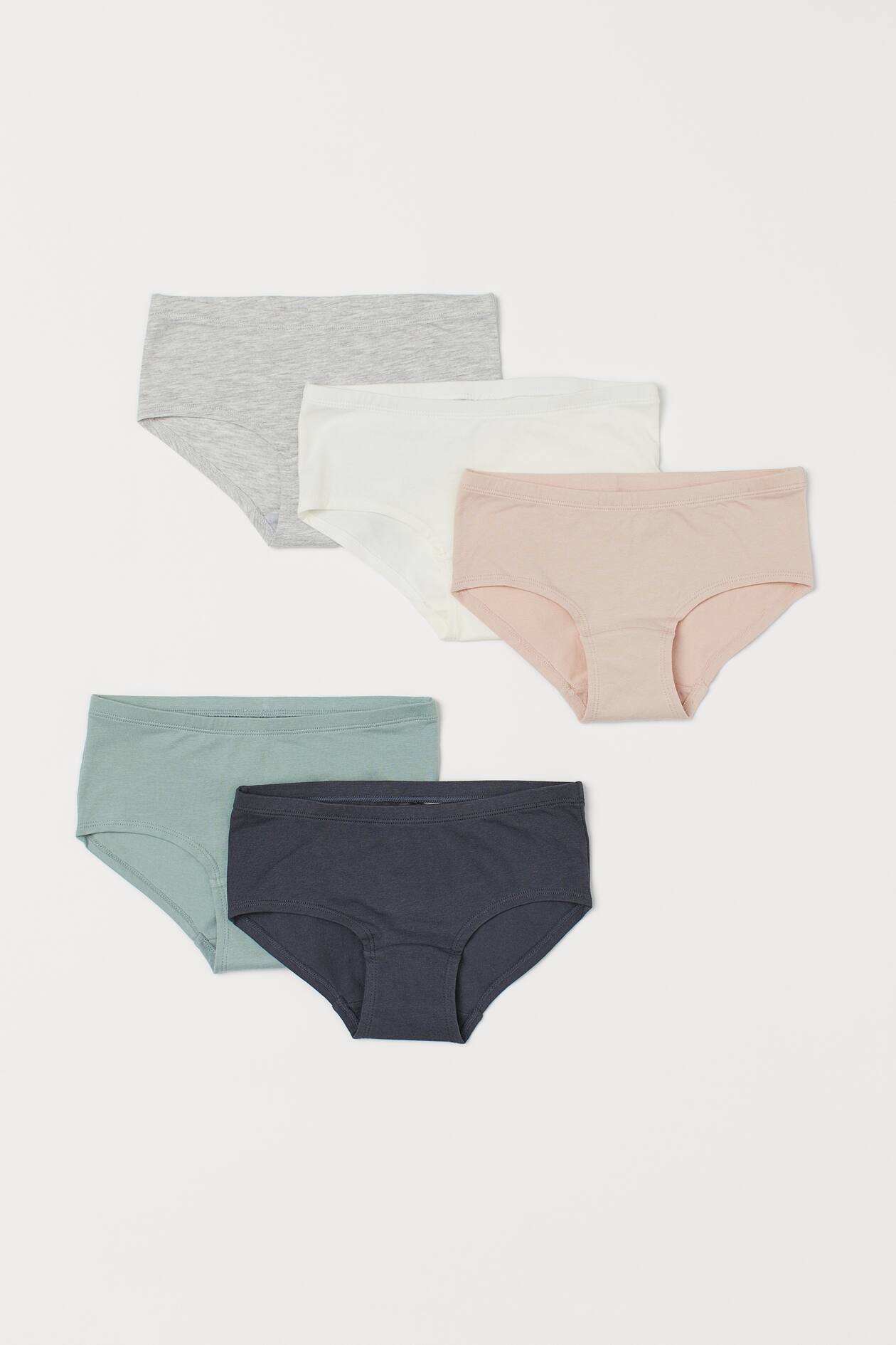 5-pack truser i bomull - Normalhøy midje - Lys rosa/Mørk grå - BARN | H ...