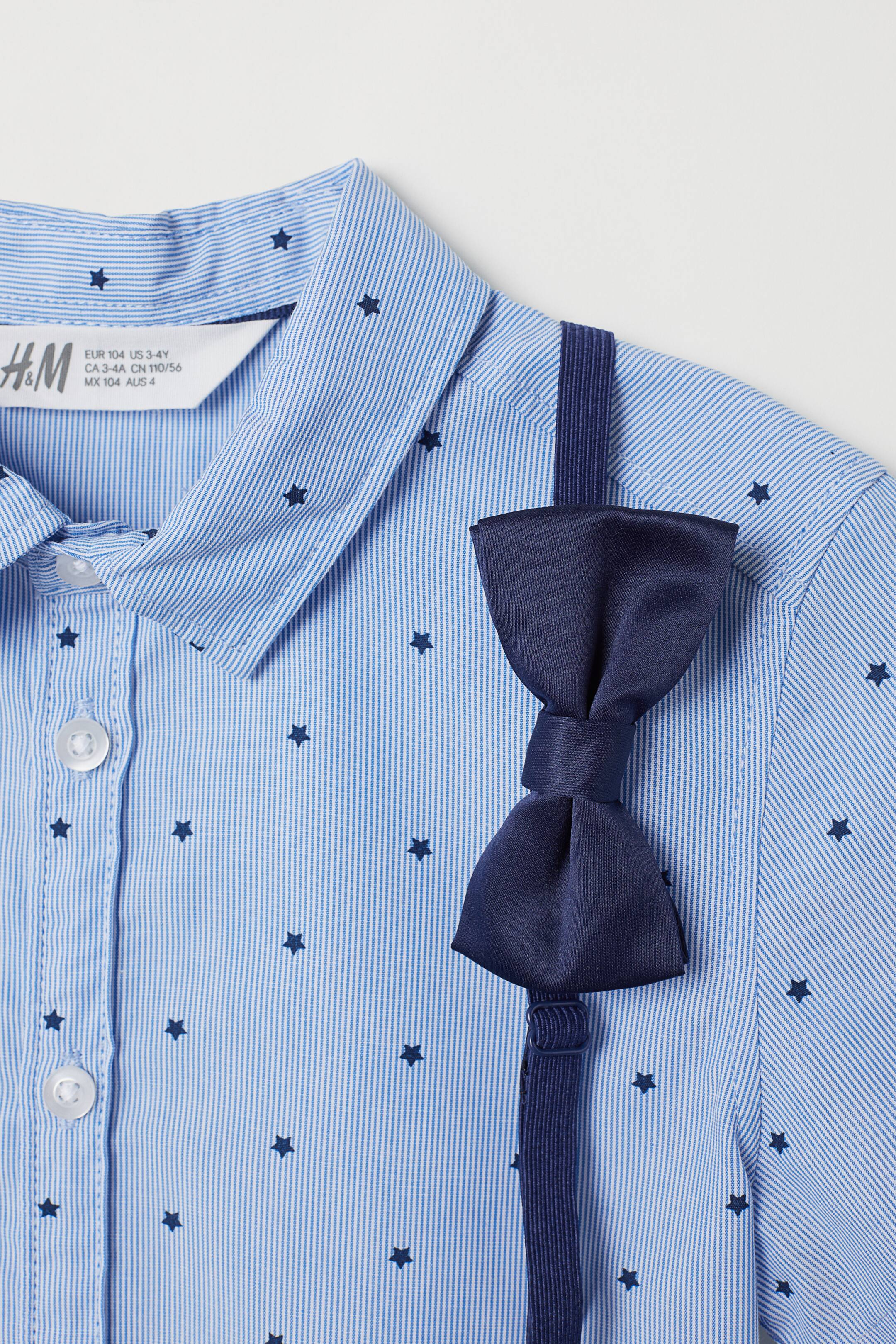 Hemd mit Krawatte/Fliege - Blau gestreift/Fliege - Kids | H&M DE