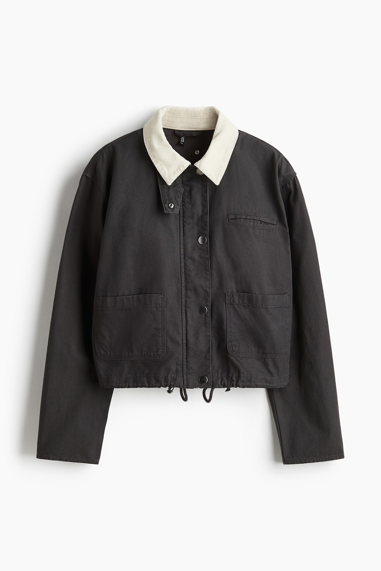 Corduroy-Collar Canvas Jacket - Dark gray - Ladies | H&M US