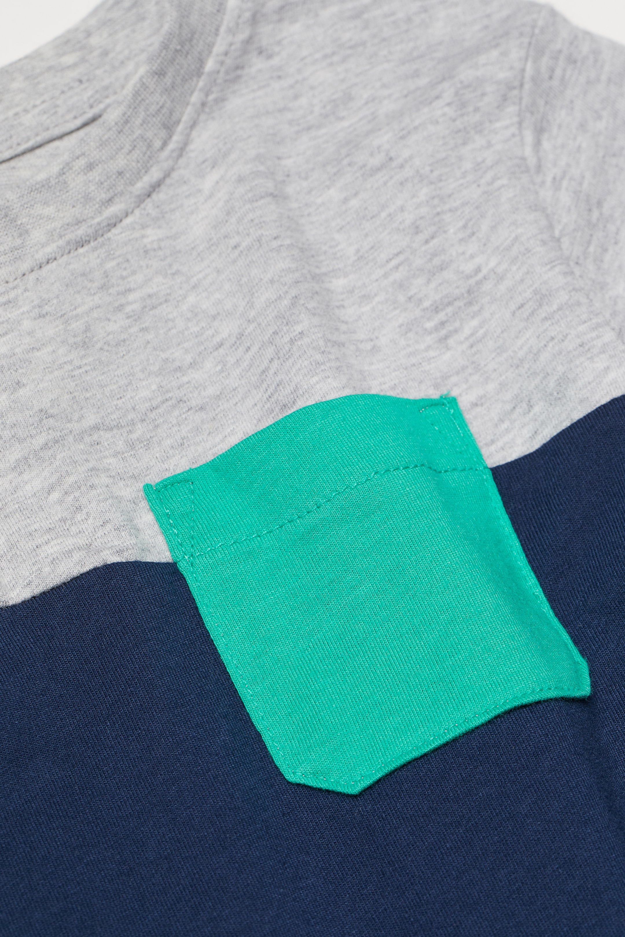 Color-block T-shirt - Navy blue/light gray melange - Kids | H&M US