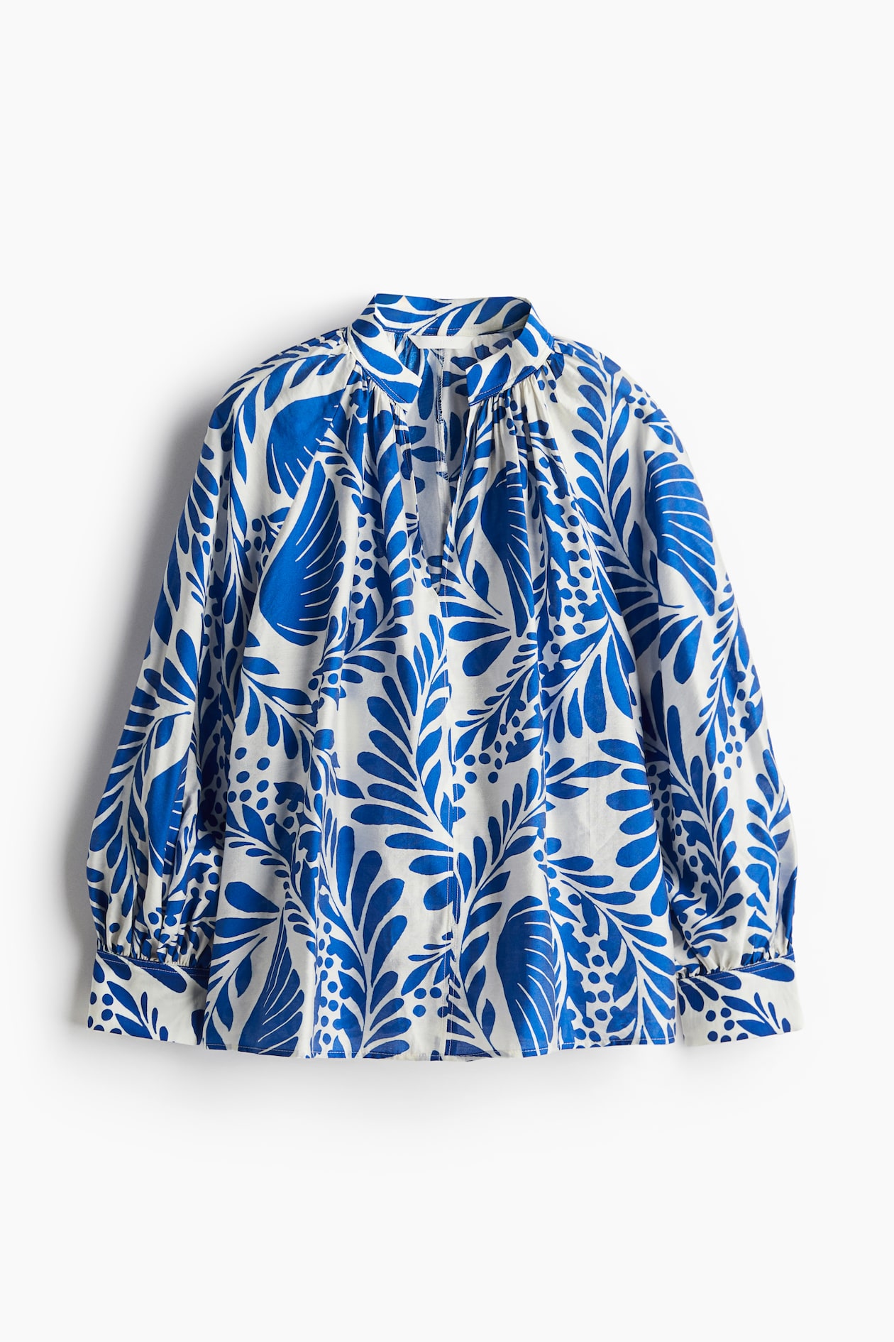 Women's White/Blue pattern Oversized Blouse | H&M AU