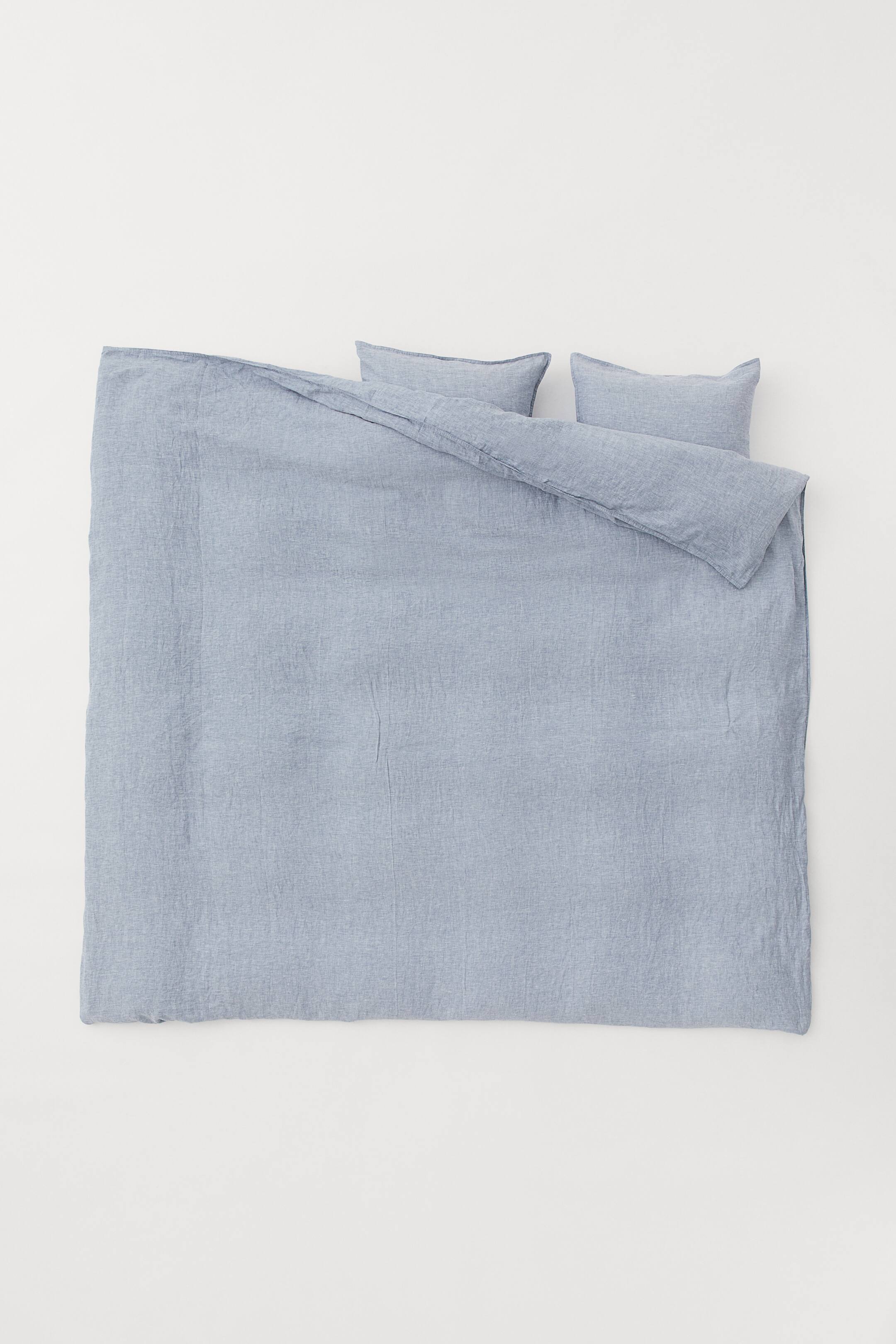 Marled linen duvet cover set - Light blue marl - Home All | H&M GR